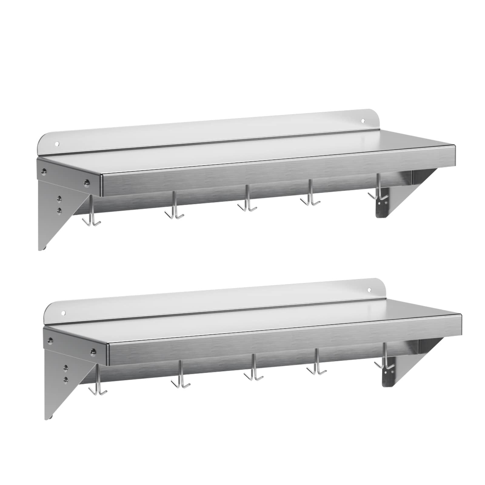 2 Pack Stainless Steel Shelf , Multifunctional Metal Wall Mounted Shelf ...