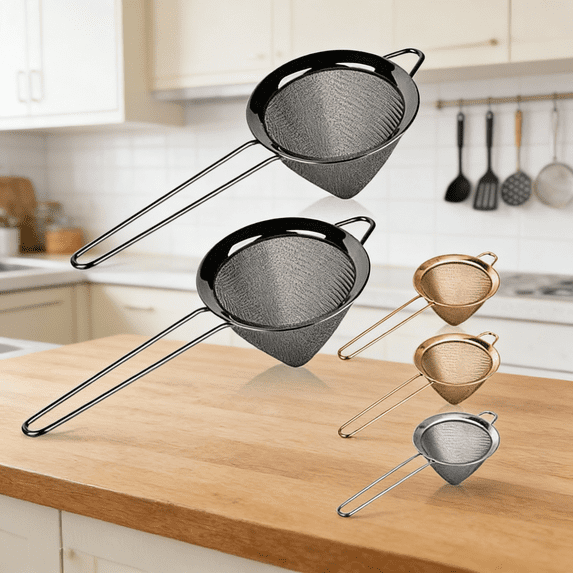 2 Pack Stainless Steel Small Food Strainer, Fine Mesh Sieve with Long ...
