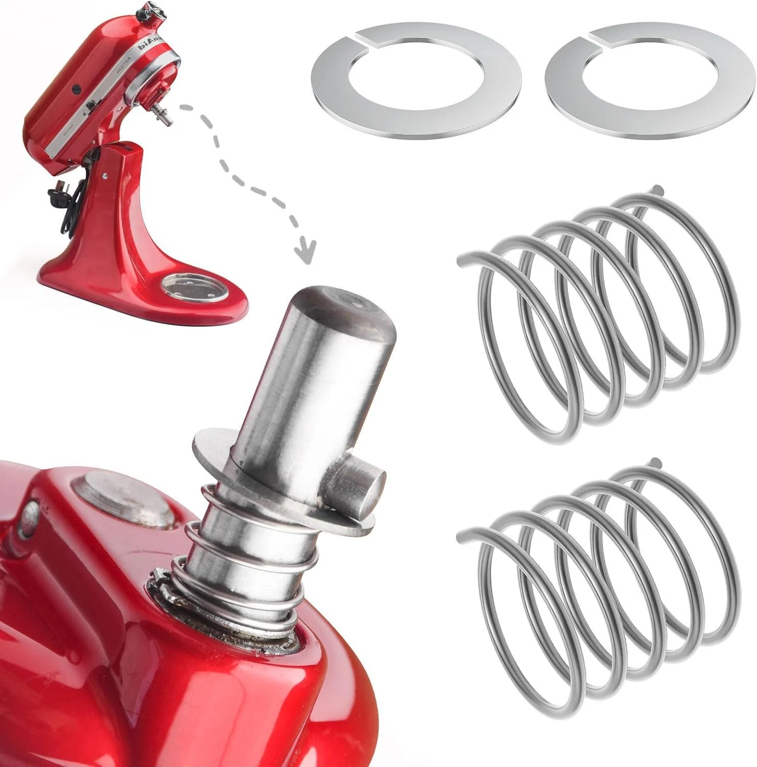 2 Pack Stainless Steel Spring And Washer For Stand Mixer 3.5/4/5/6/7/8 ...