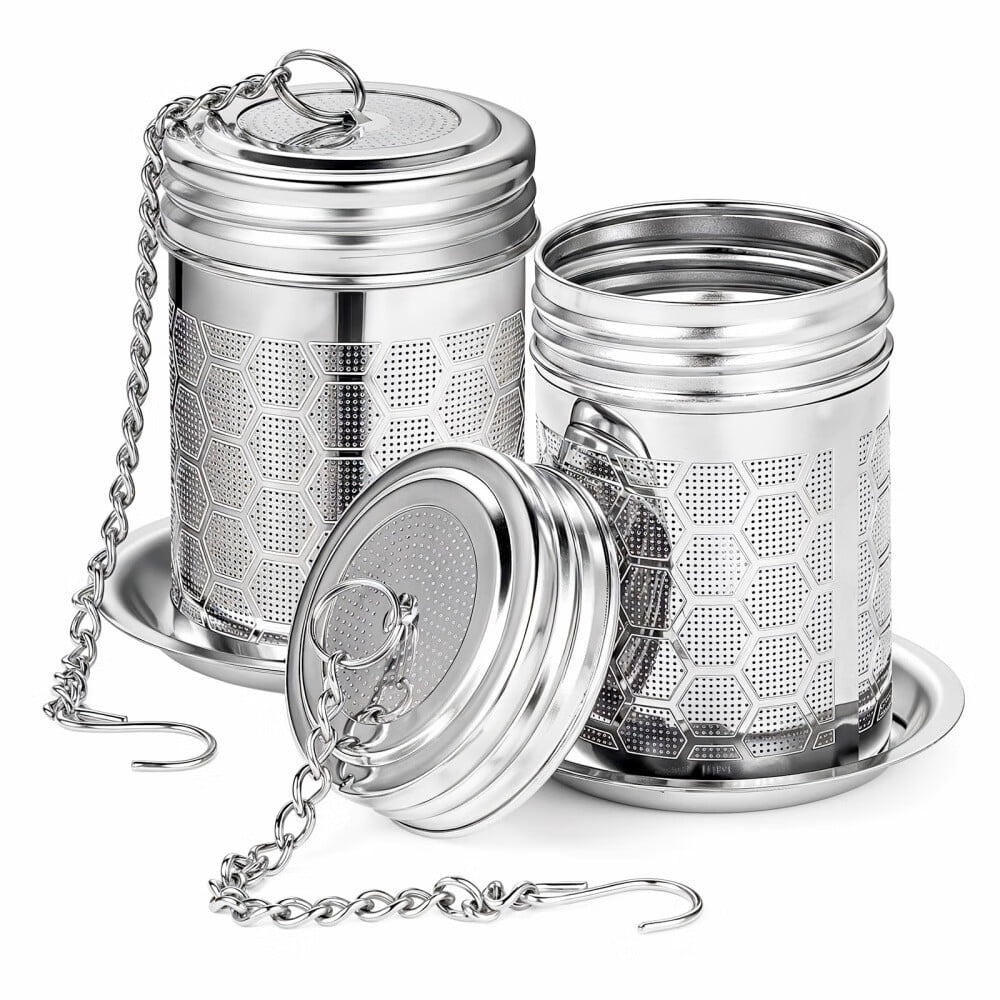 2 Pack Stainless Steel Tea Infuser Mesh Loose Leaf Steeper with Chain ...