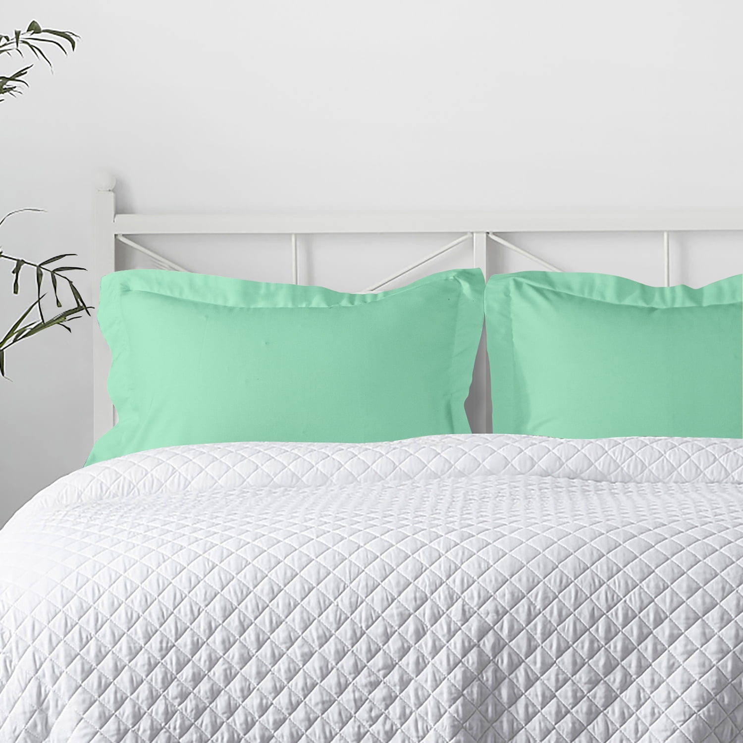 2 Pack Standard Brushed Microfiber Pillow Shams with 2" Flange, Super ...