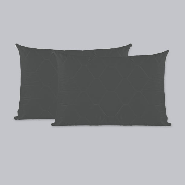 2 Pack Standard Size Gray Zippered Pillow Protector, Waterproof Soft Breathable Pillow Cover ...