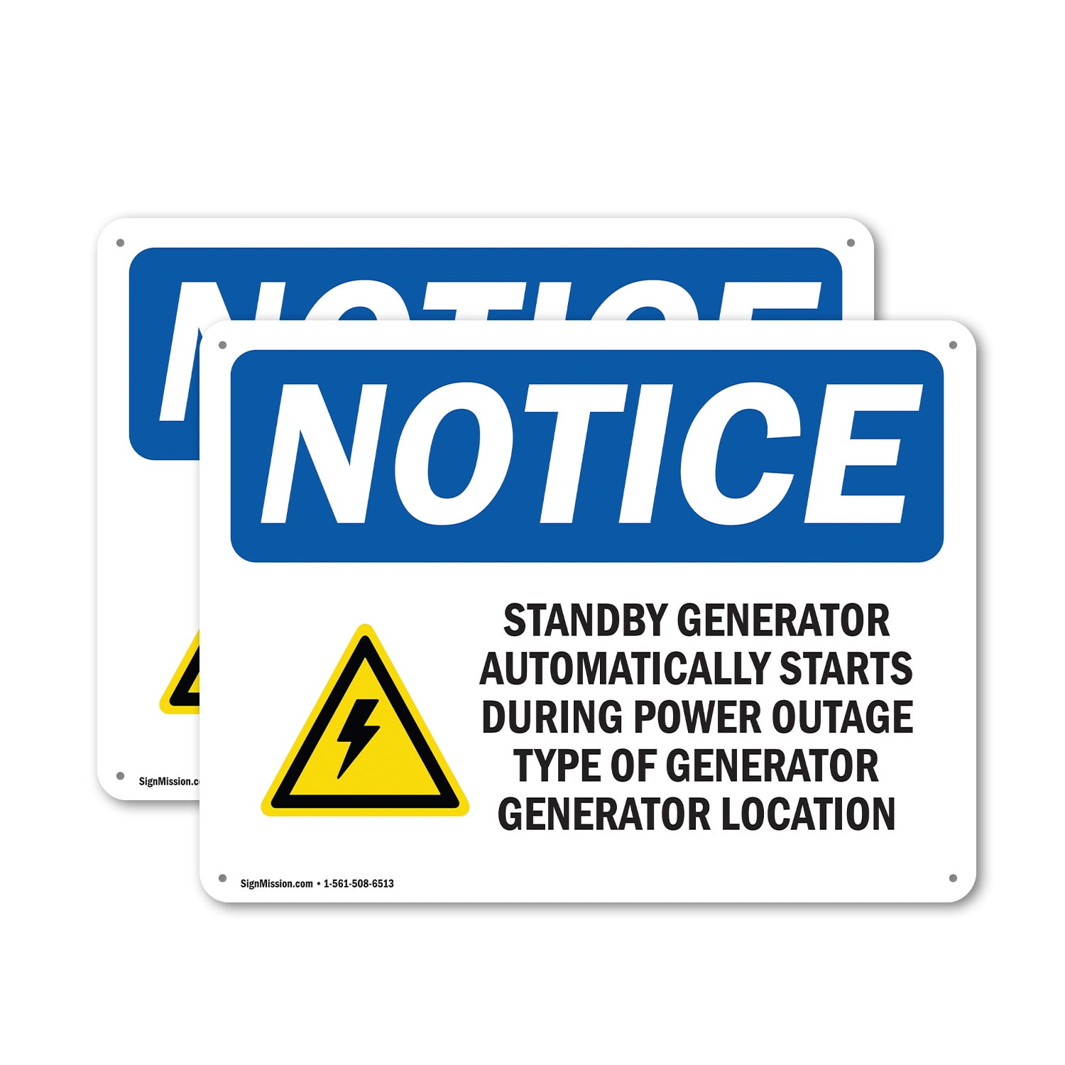 (2 Pack) Standby Generator Automatically OSHA Notice Sign 18 Inch X 12 ...