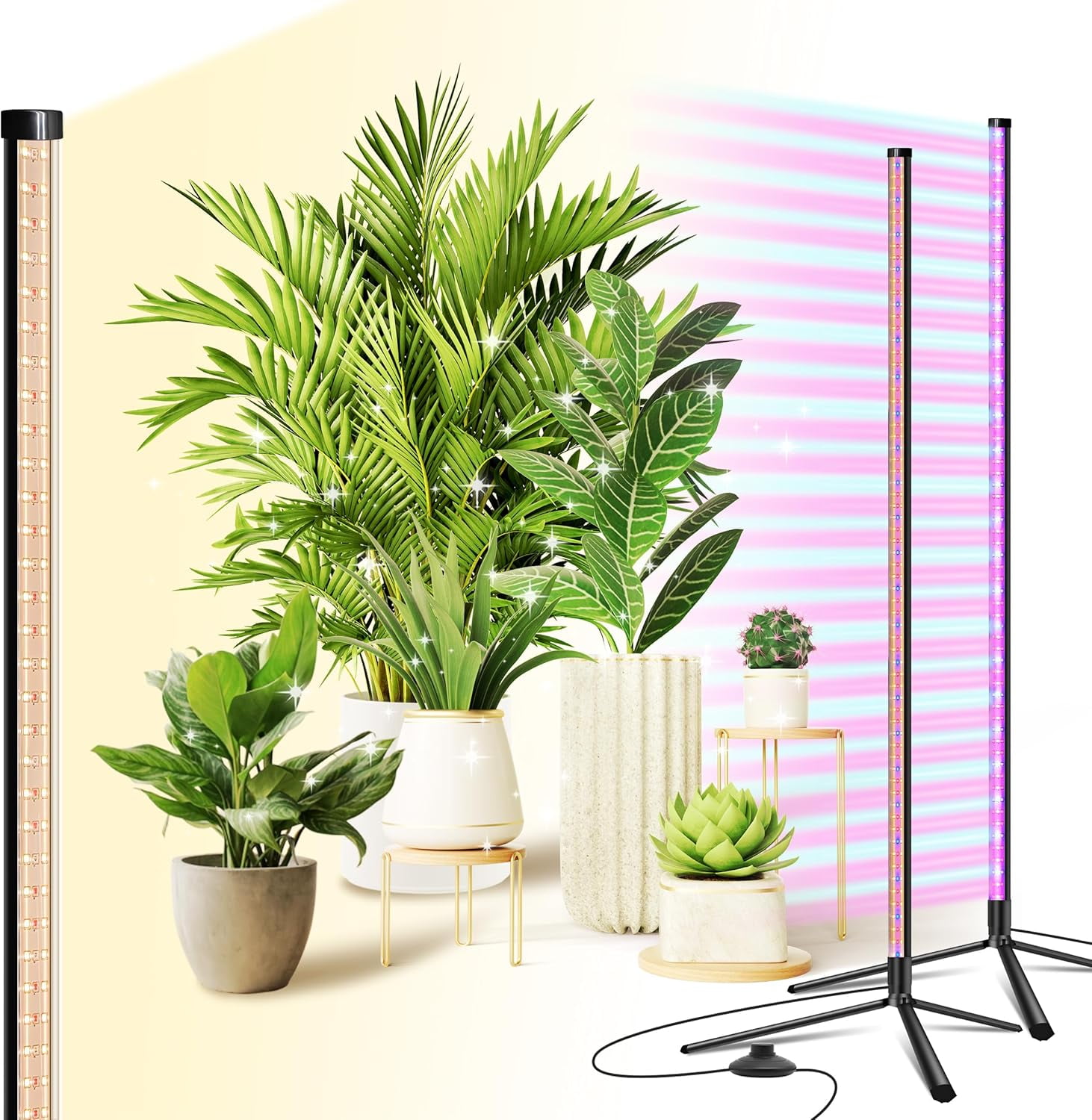 2 Pack Standing Grow Light for Indoor Plants,42W 243LEDs Full Spectrum ...