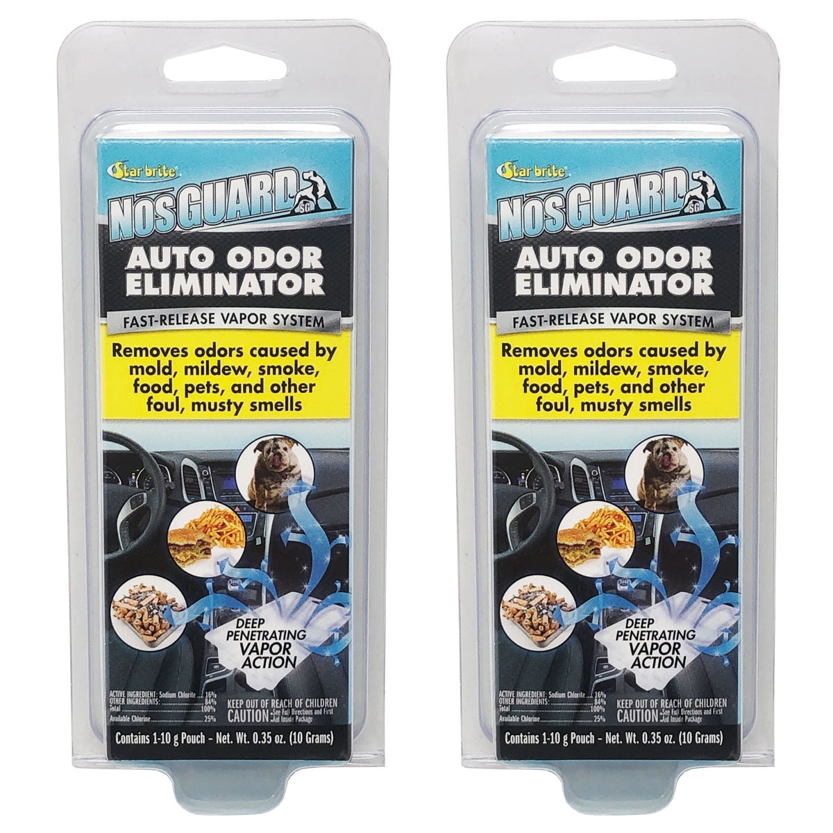 Star Brite 2-Pack NosGUARD SG Auto Odor Eliminator, Chlorine Car ...