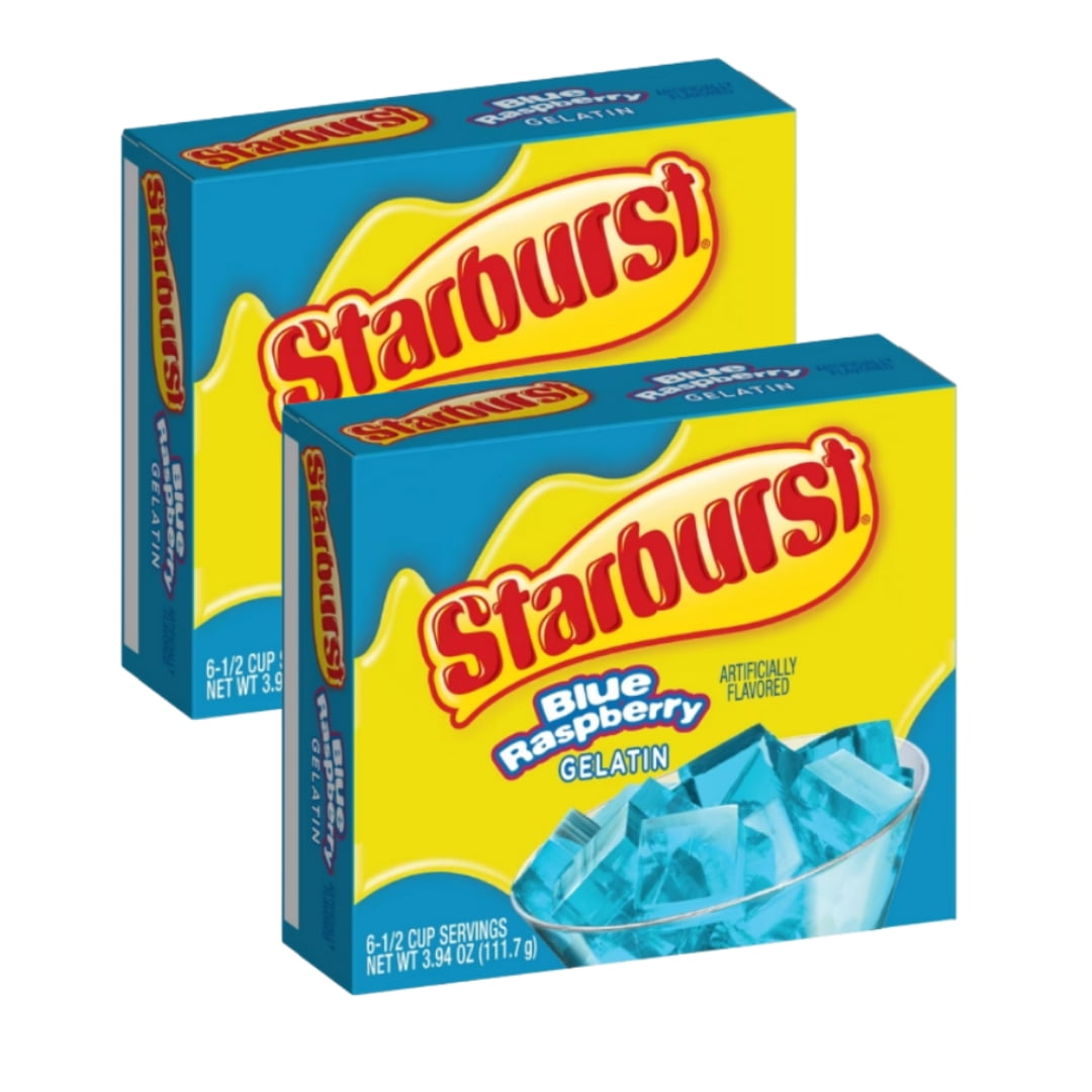 (2 Pack) Starburst Blue Raspberry Gelatin Mix, 6 Servings, 3.94 oz ...