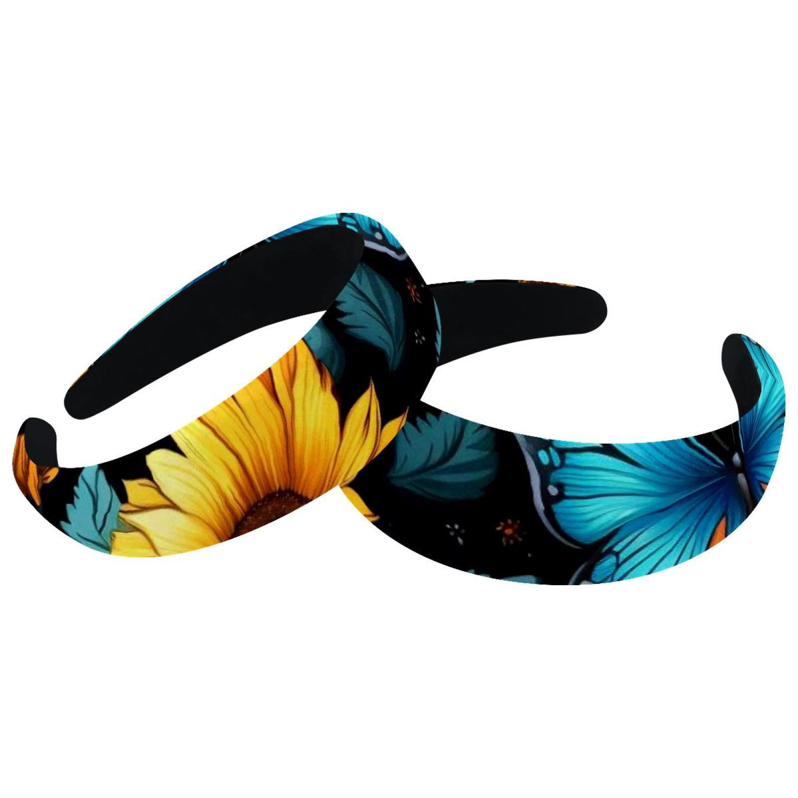 2 Pack Starry Night Sunflower Butterfly Headband for Women Girls - Head ...