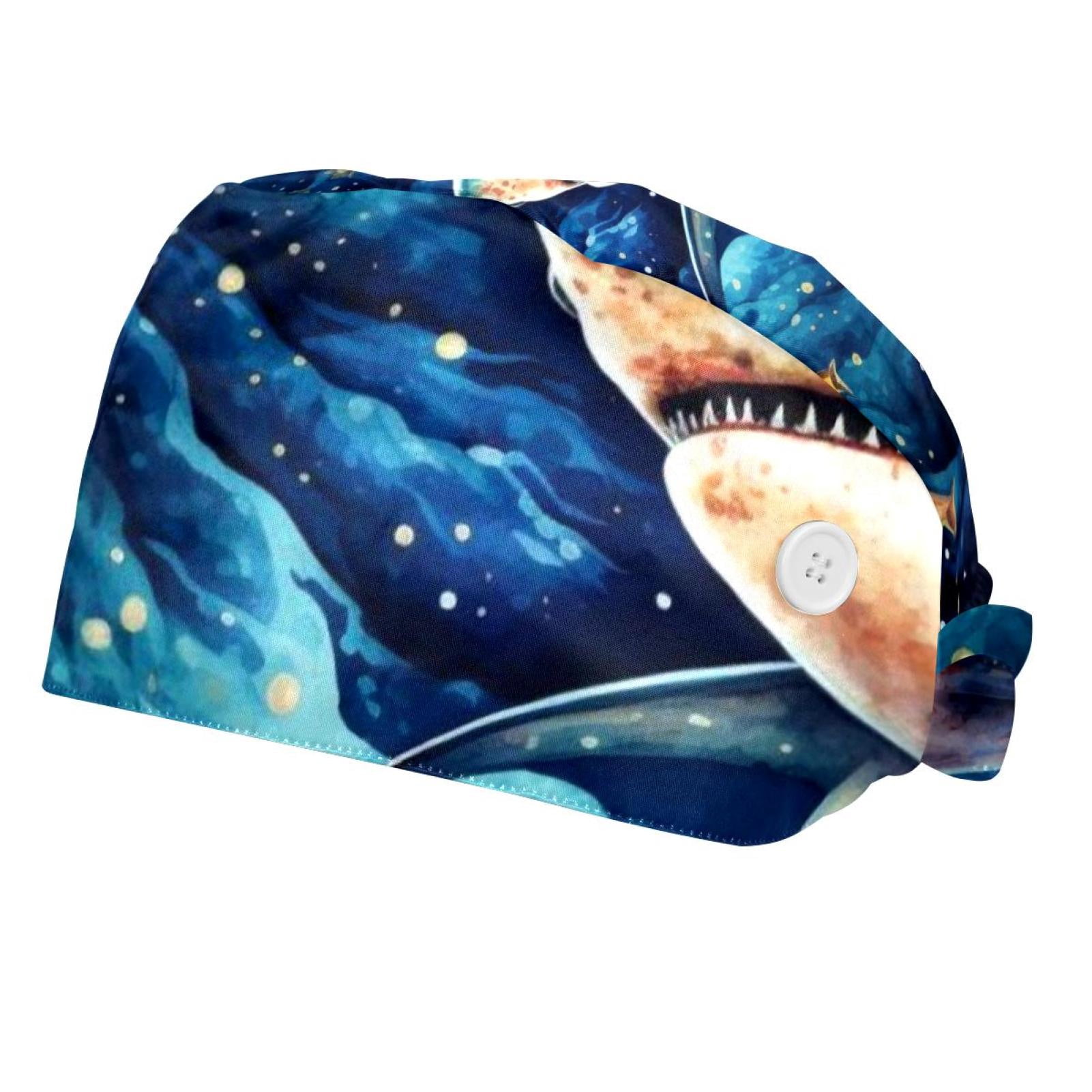 2 Pack Starry Sky Shark Adjustable Bouffant Caps Hats Working Cap for ...