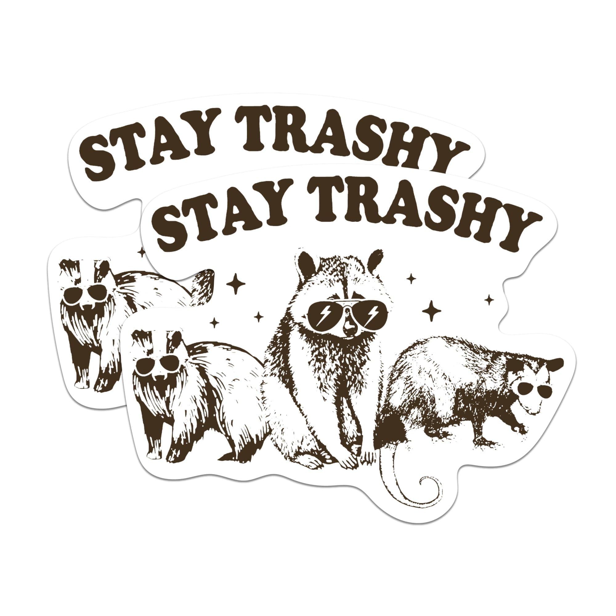 (2 Pack) Stay Trashy Stickers - Funny Raccoon Critter - 5 Inches On ...