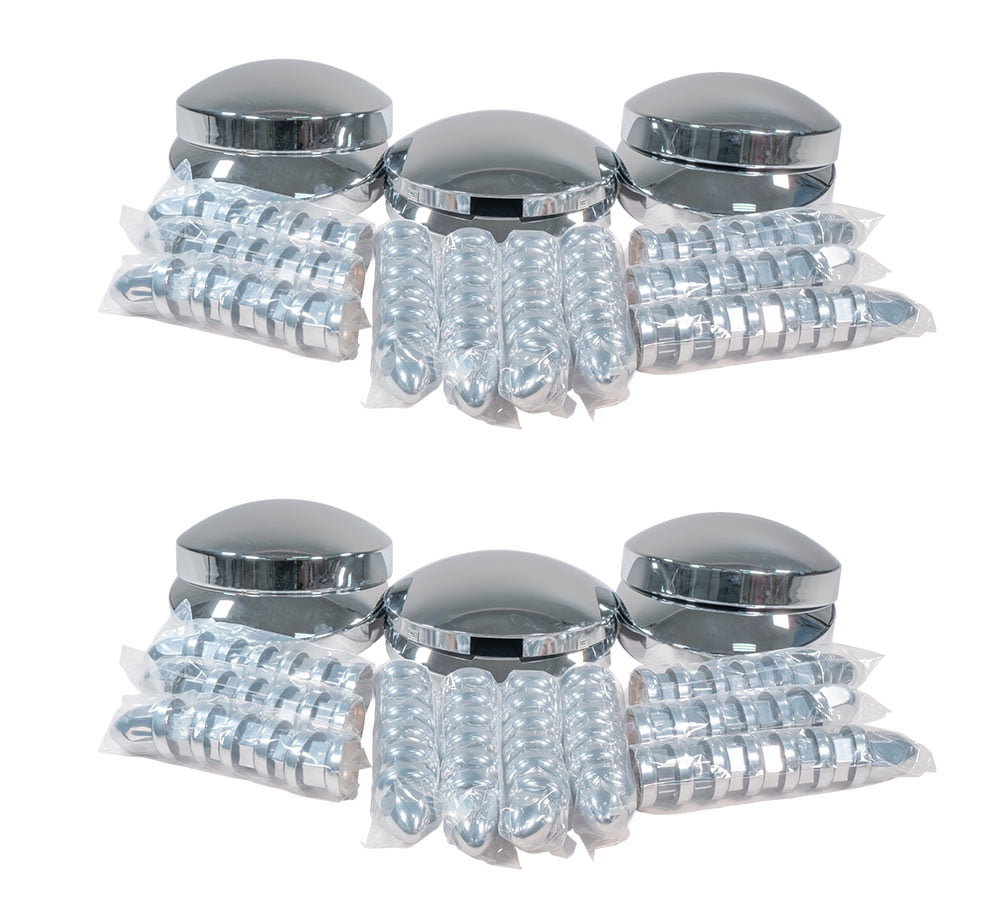 2 Pack Steel Chrome Axle Wheel Cover Set - Includes (2) Front Hub Caps ...