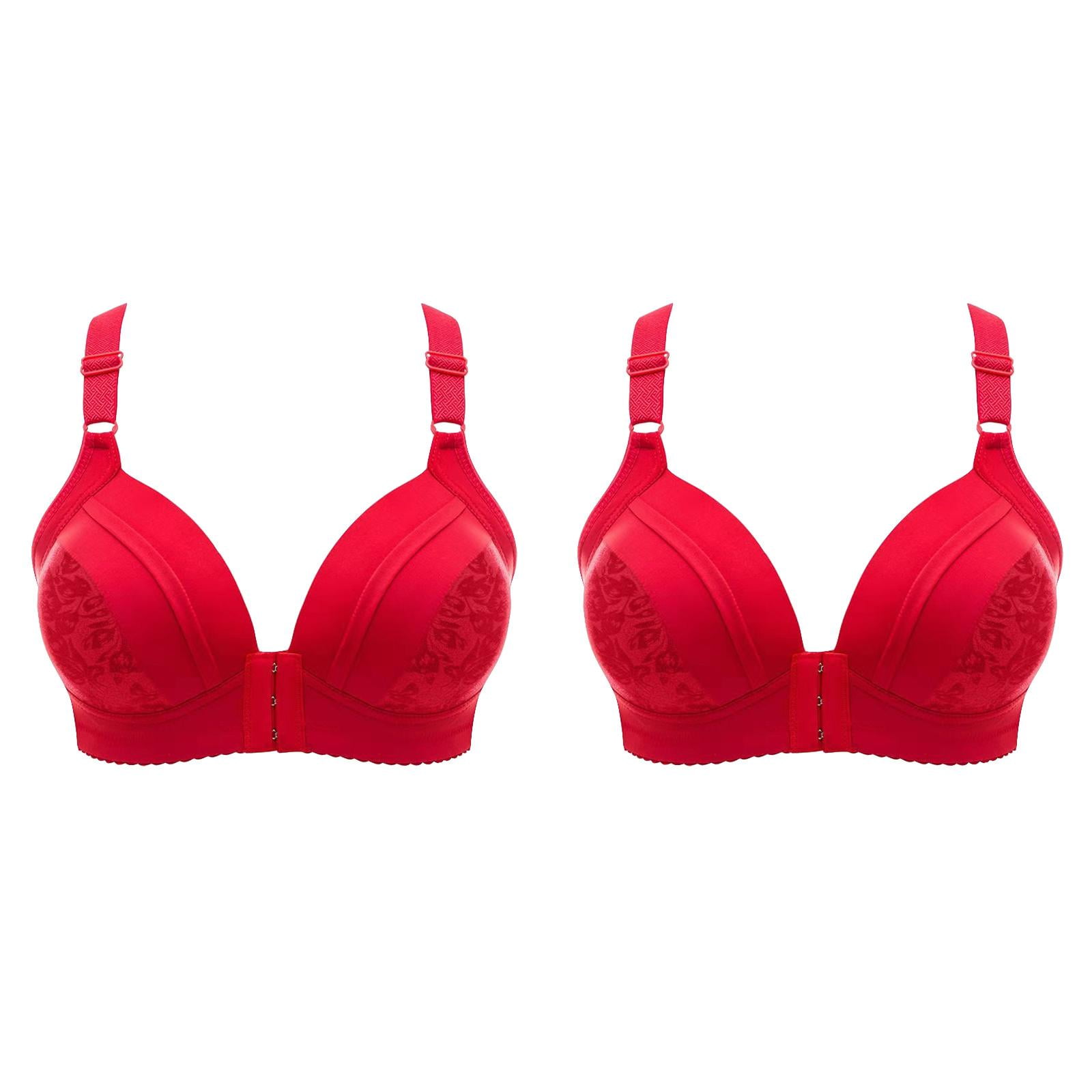 2 Pack,Steel Ring Thin Women Bra Front Button Breathable Gathers ...