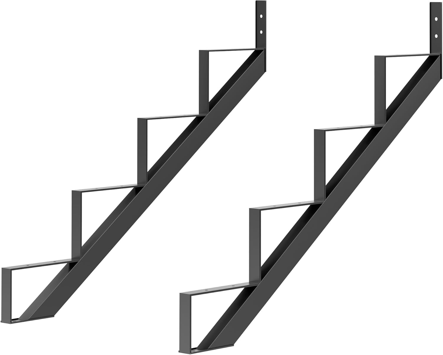 2 Pack Steel Stair Riser,Step Stair Stringer,Metal Stair Step Riser for ...
