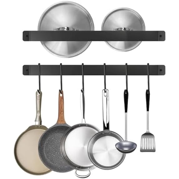 2 Pack Steel-made Kitchen Utensil Rack Organizer Wall-mounted Pot Pans ...
