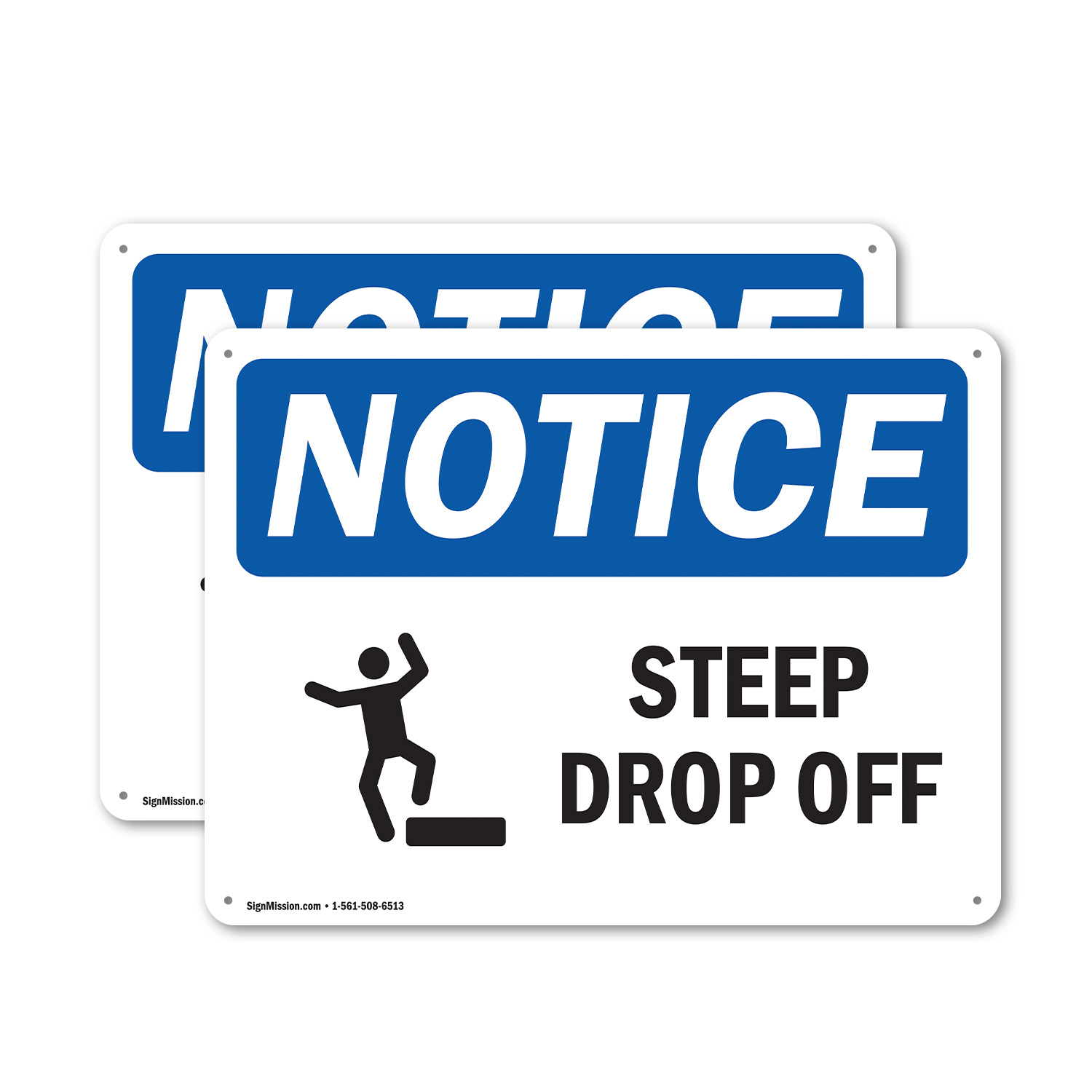 (2 Pack) Steep Drop Off OSHA Notice Sign 10 Inch X 7 Inch Indoor ...