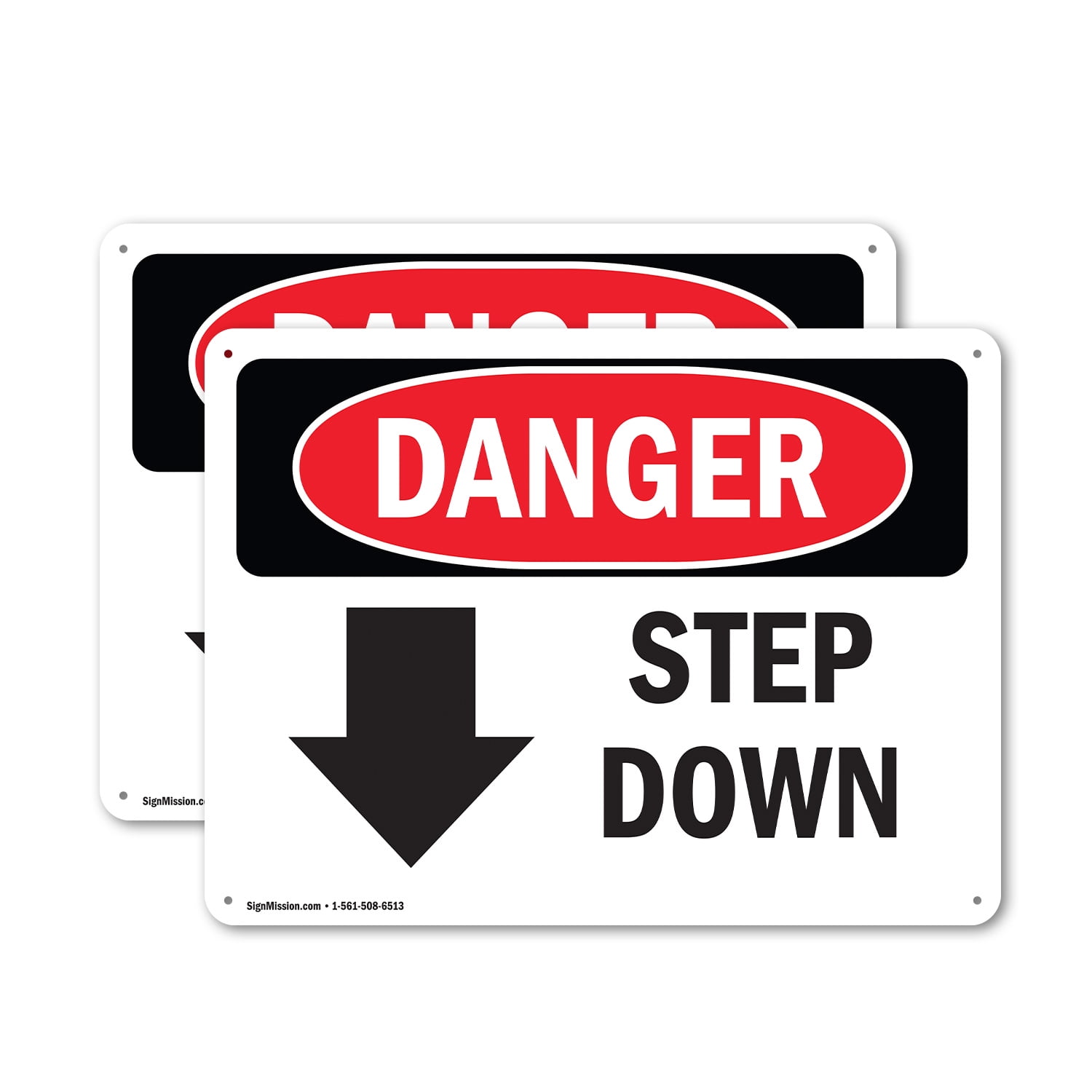(2 Pack) Step Down [Down Arrow] OSHA Danger Sign 18 Inch X 12 Inch ...