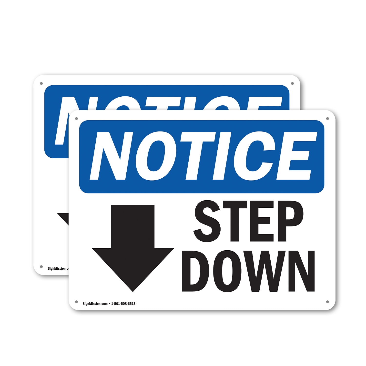 (2 Pack) Step Down [Down Arrow] OSHA Notice Sign 18 Inch X 12 Inch ...