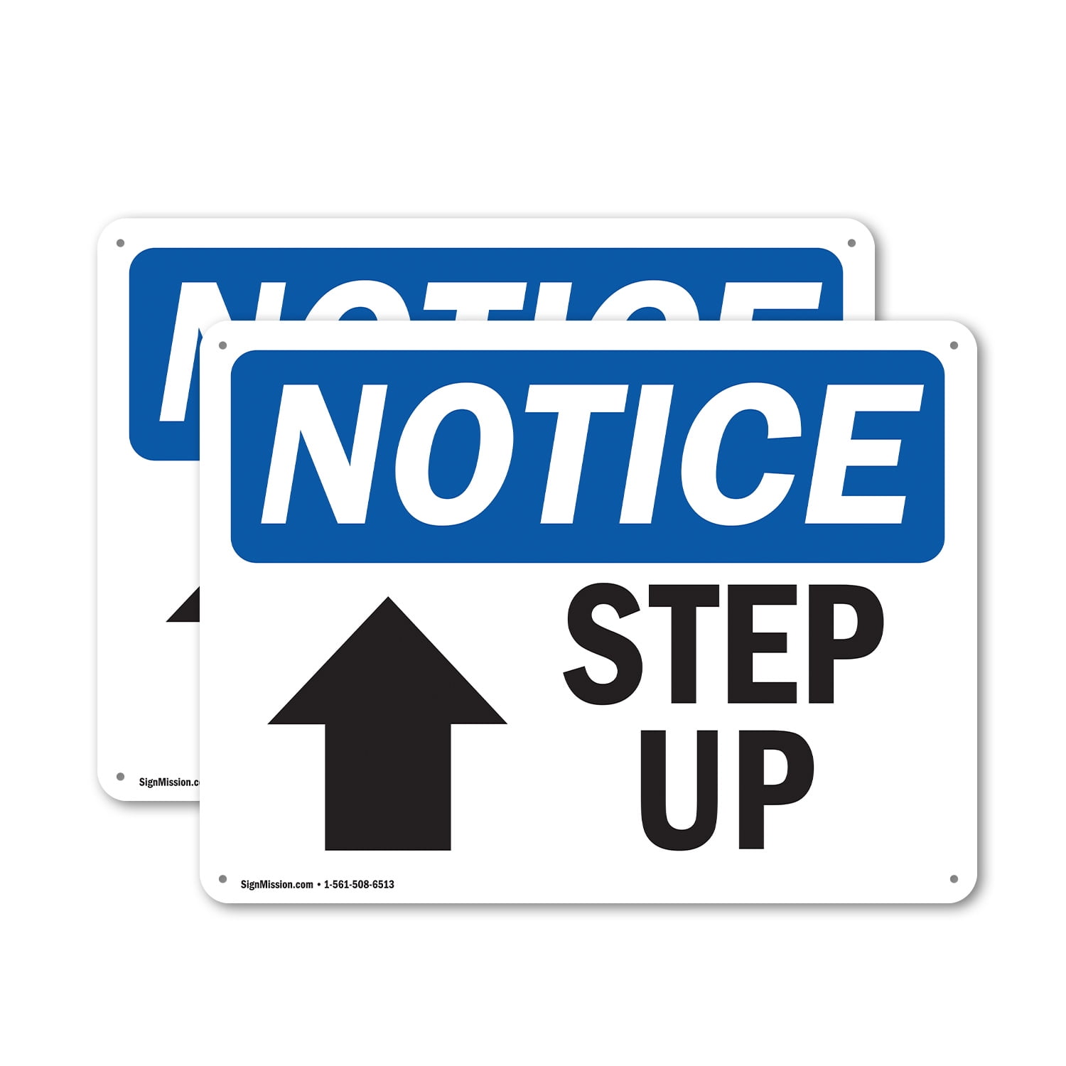 (2 Pack) Step Up [Up Arrow] OSHA Notice Sign 18 Inch X 12 Inch Indoor ...