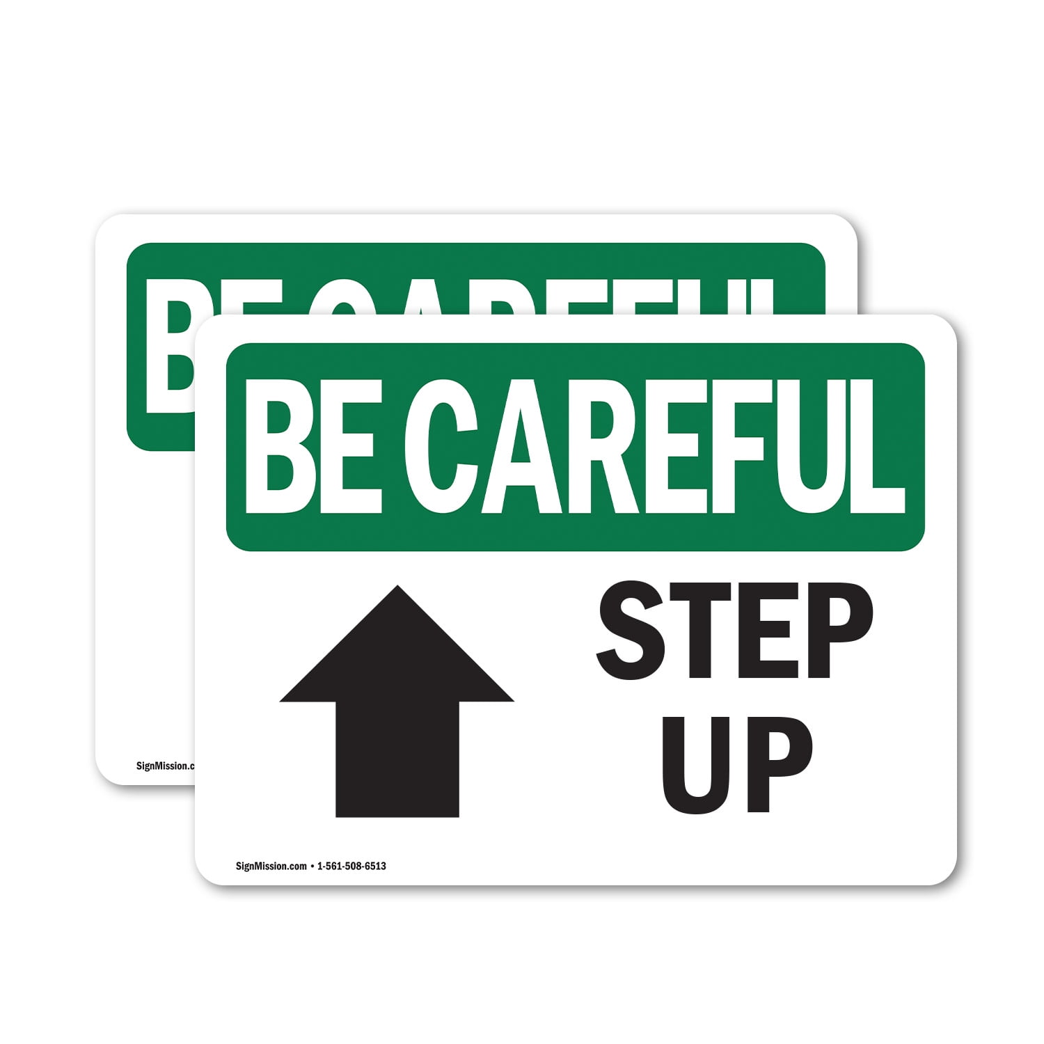 (2 Pack) Step Up [Up Arrow] With Symbol OSHA Be Careful Sign 14 Inch X ...