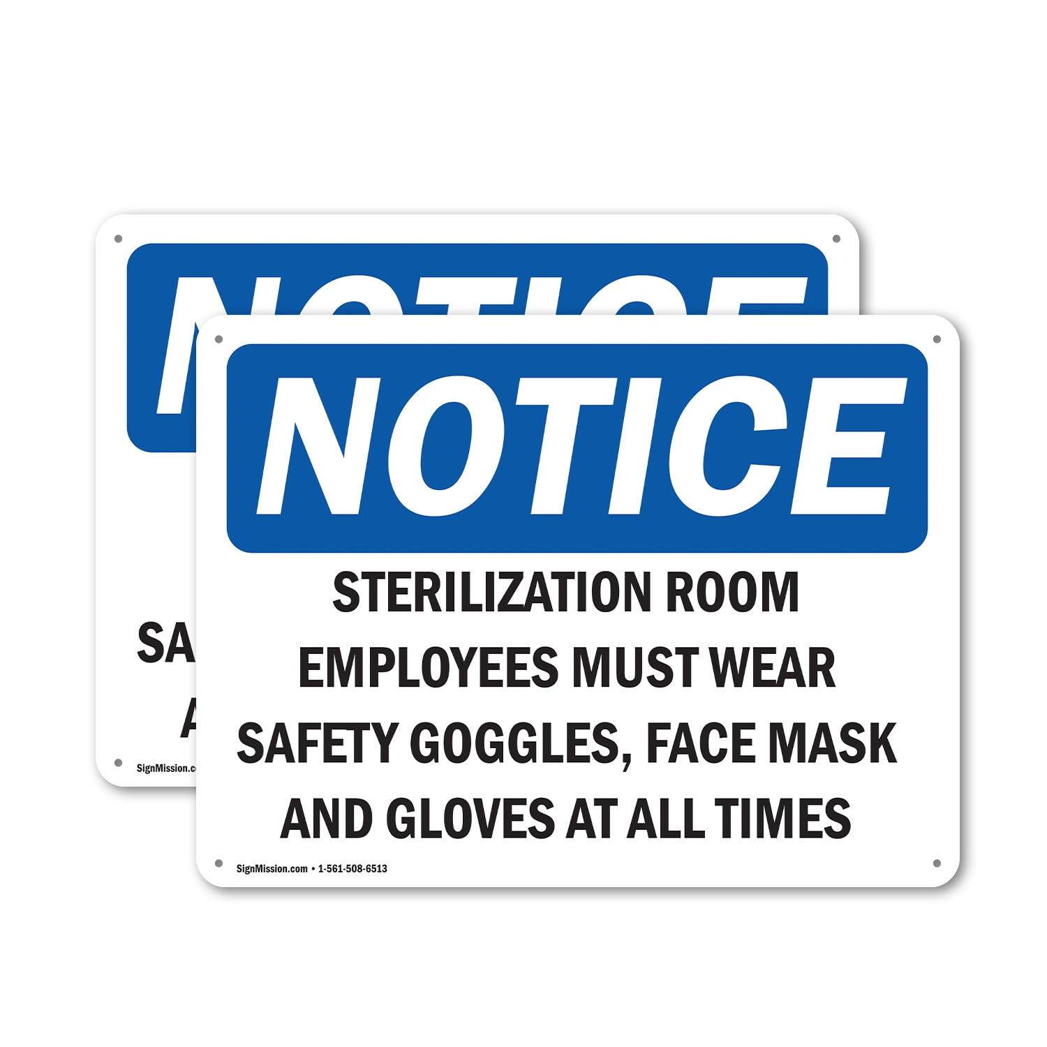 (2 Pack) Sterilization Room Employees Must Wear Safety OSHA Notice Sign ...