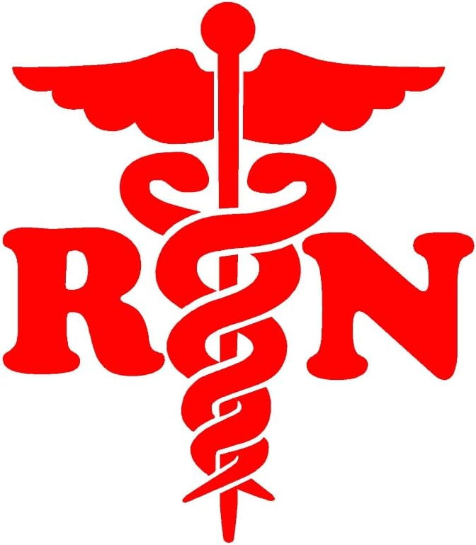 2 Pack - StickerDad® Caduceus Medical Cross RN - Size: 5", Color: RED ...