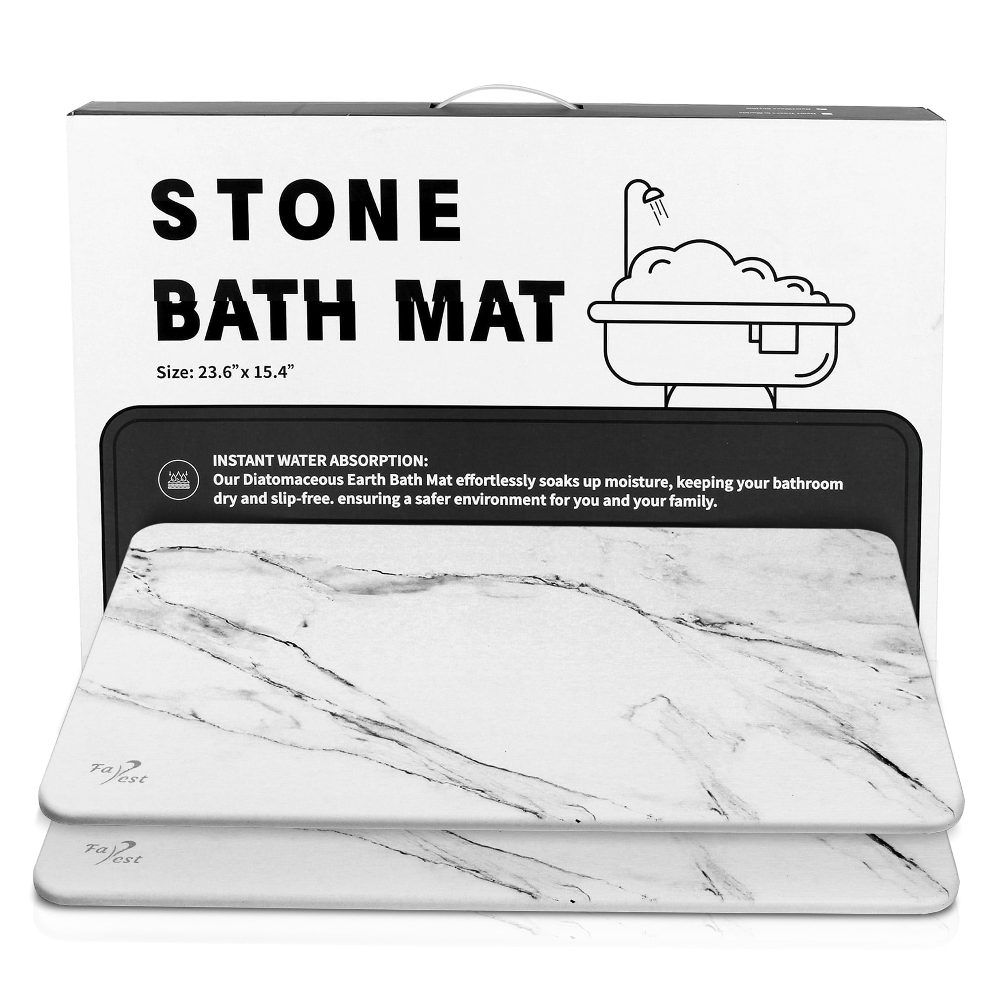 2 Pack Stone Bath Mat, Diatomaceous Earth Fast-Drying & Super Absorbent ...