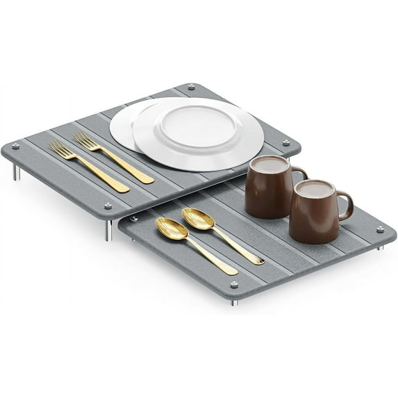 2 Pack Stone Dish Drying Mats for Kitchen Counter, Expandable Absorbent ...