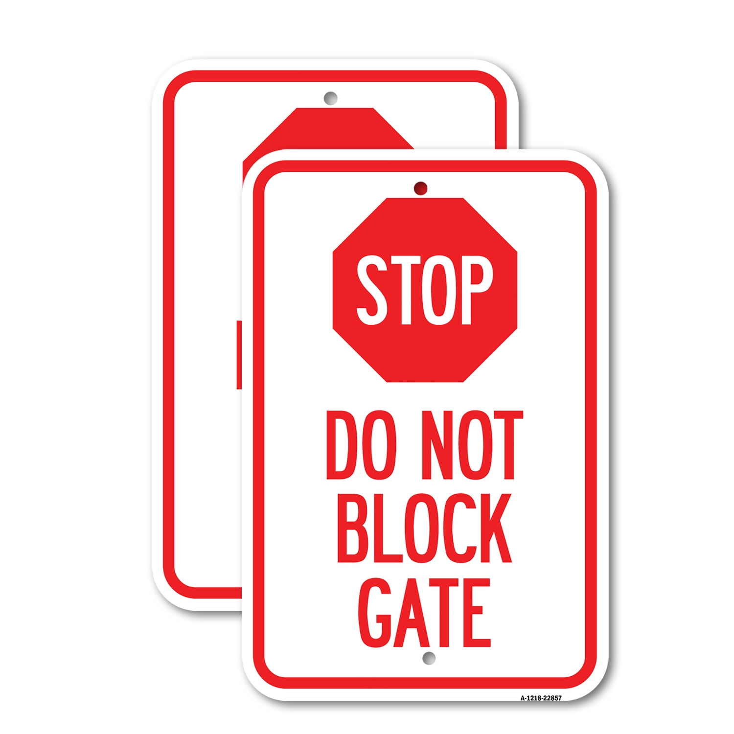 (2 Pack) Stop Do Not Block Gate | 12" X 18" Heavy-Gauge Aluminum Sign ...