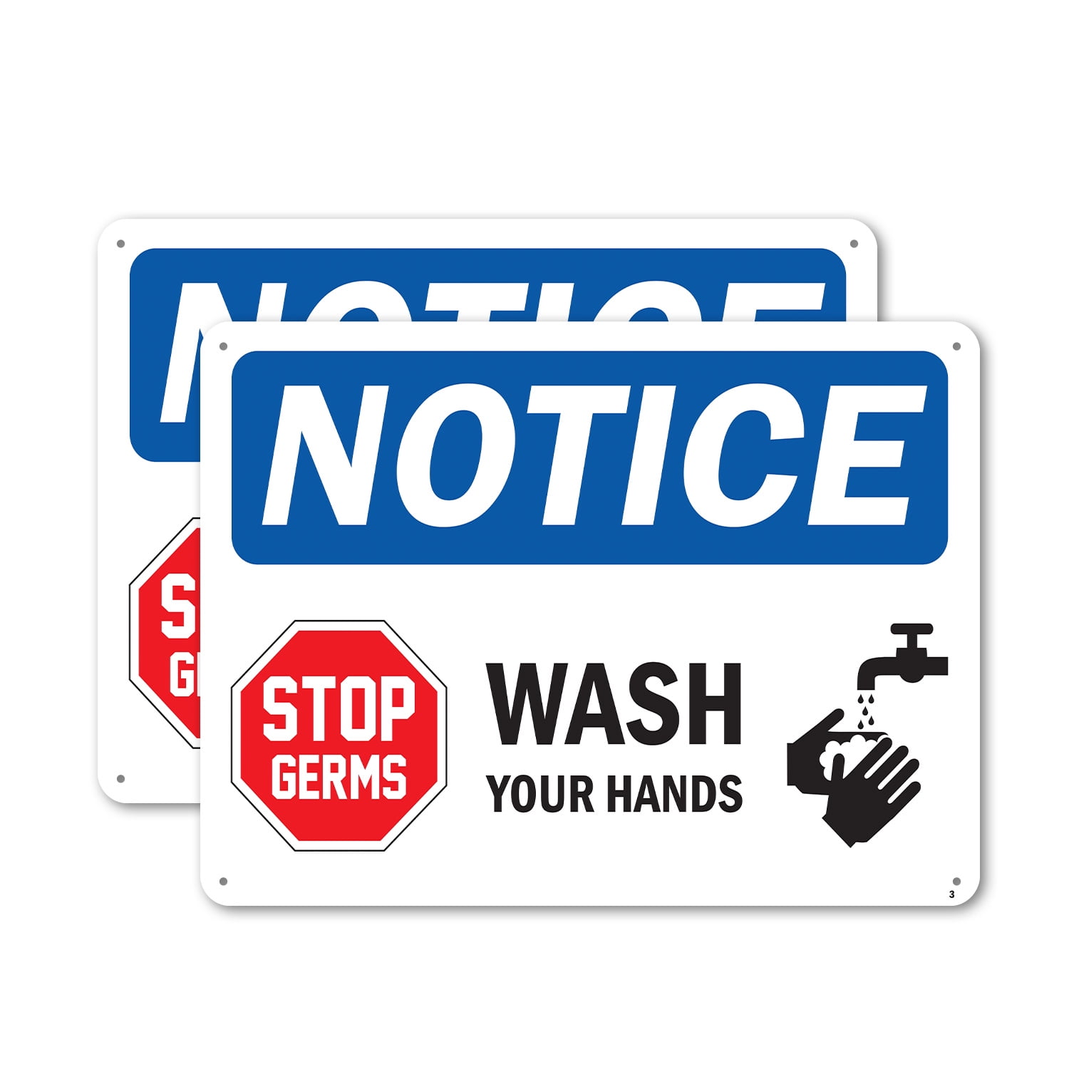 (2 Pack) Stop Germs OSHA Notice Sign 18 Inch X 12 Inch Plastic Sign ...