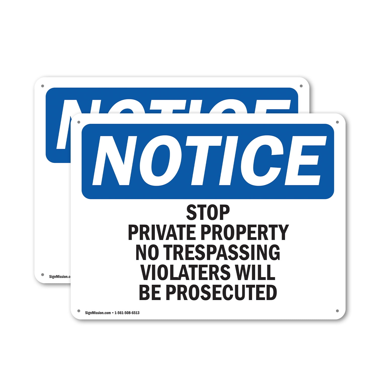 (2 Pack) Stop Private Property No Trespassing Violators OSHA Notice ...
