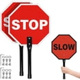 2 Pack Stop Slow Sign with Metal Handle 12 × 12 Inches Double Sided ...