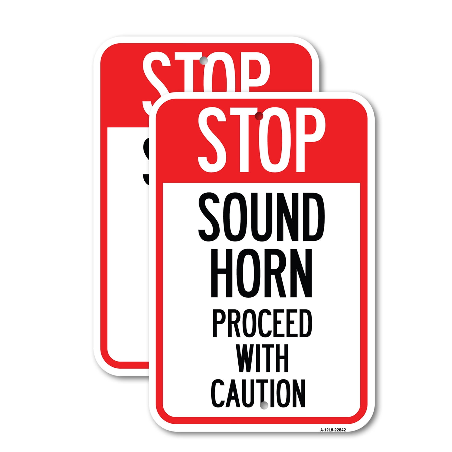 (2 Pack) Stop Sound Horn Before Proceeding with Caution | 18" X 24 ...