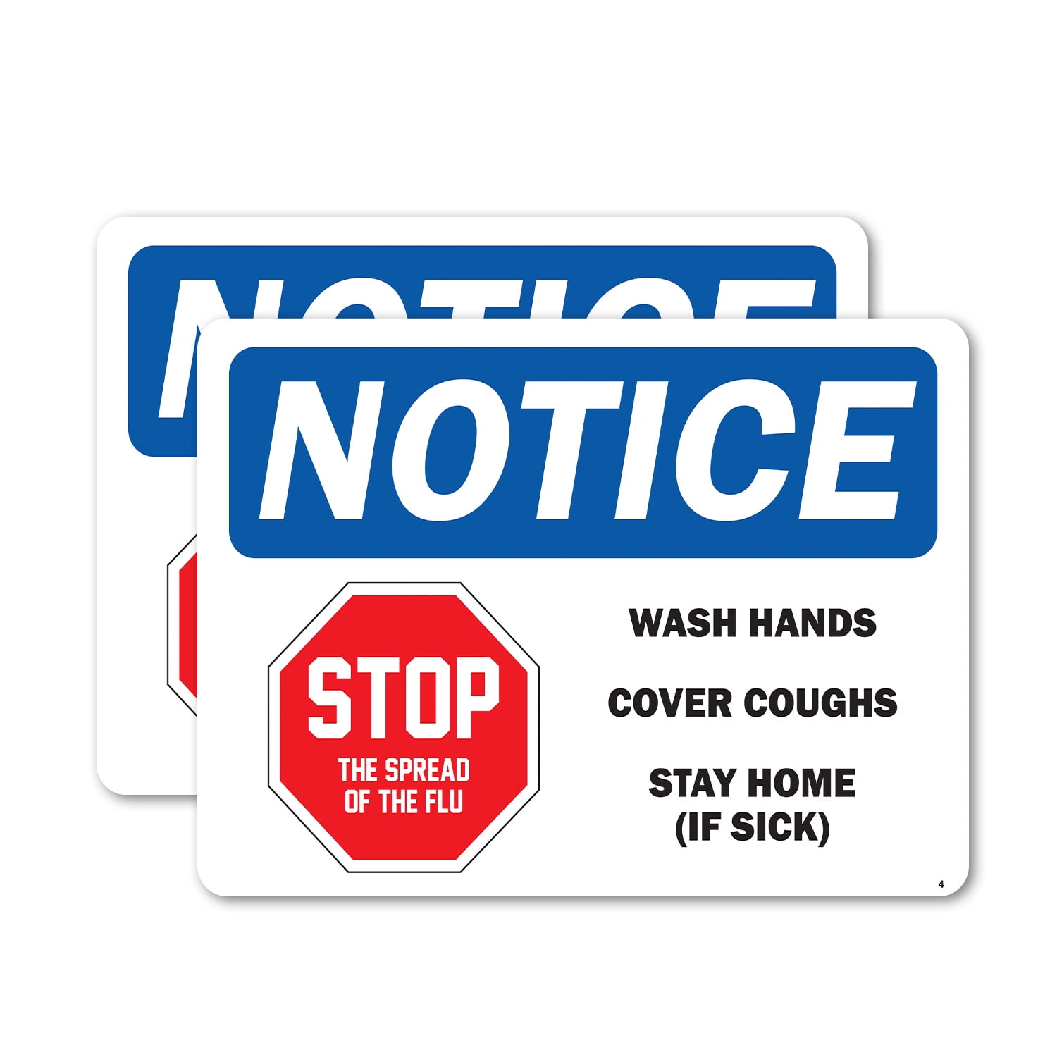 (2 Pack) Stop Spread Of Flu OSHA Notice Sign 18 Inch X 12 Inch Vinyl ...
