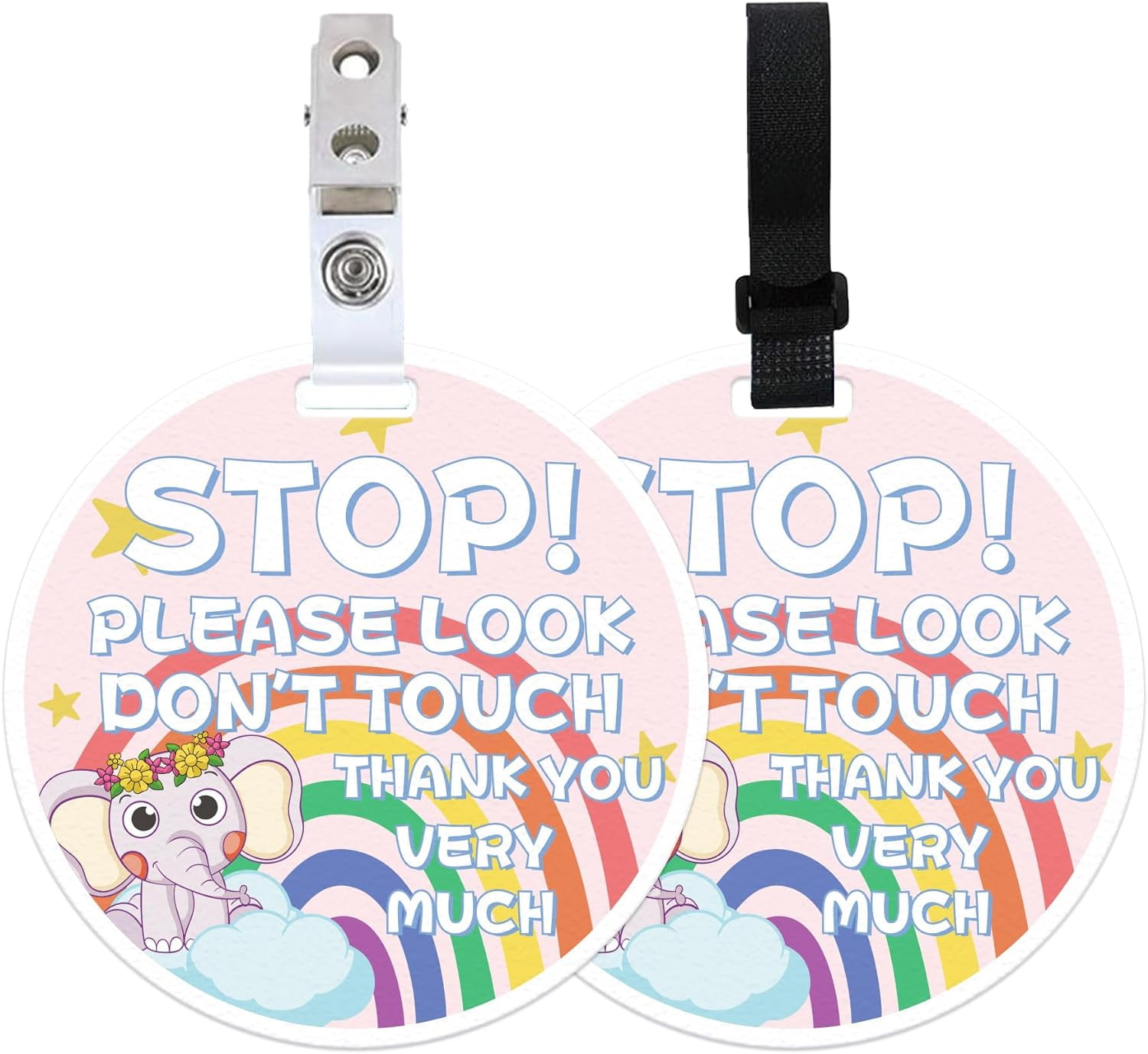 2 Pack Stop Touching Baby Signs Cute Rainbow Please Look Don't Touch ...