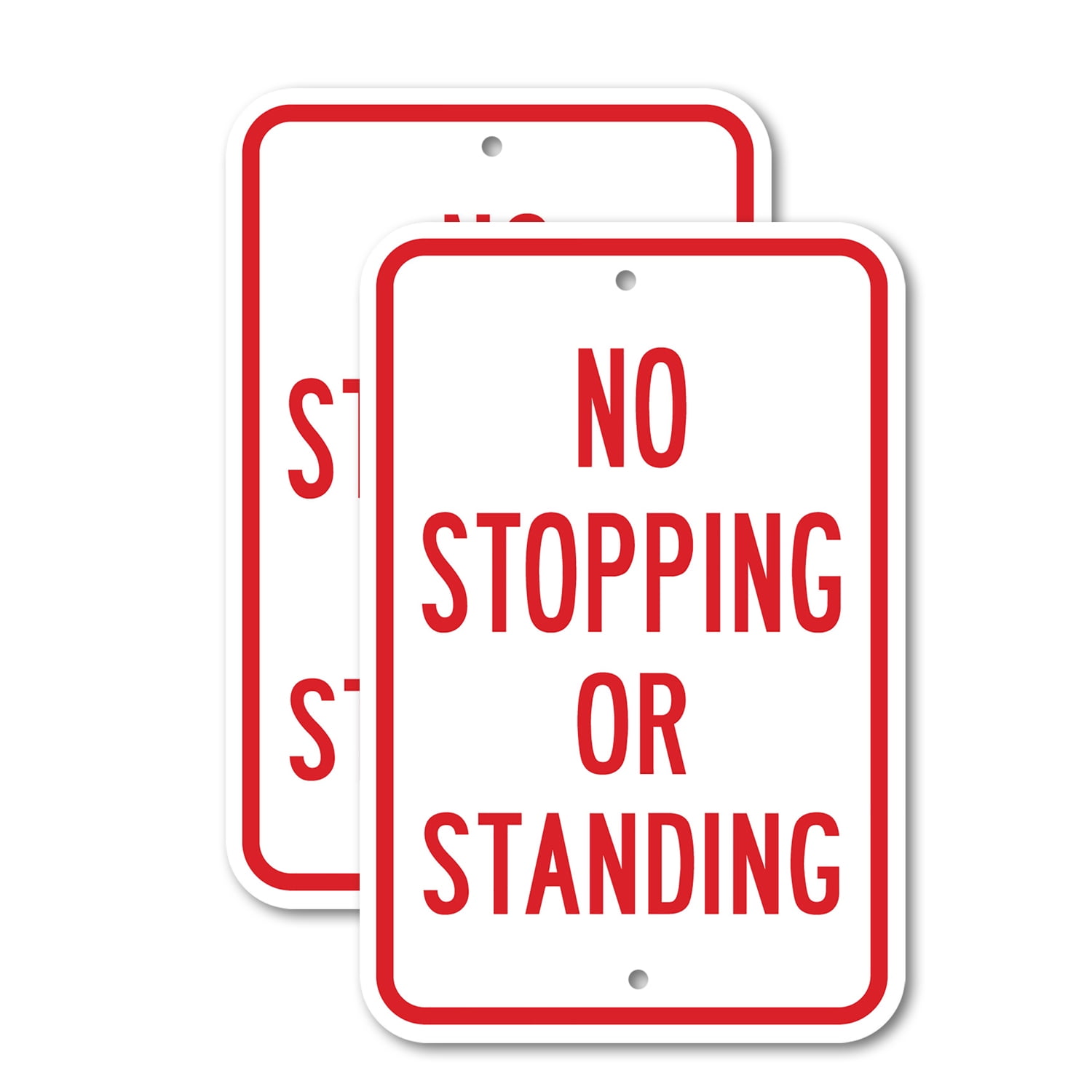 (2 Pack) No Stopping Or Standing | 18" X 24" Heavy-Gauge Aluminum Sign ...
