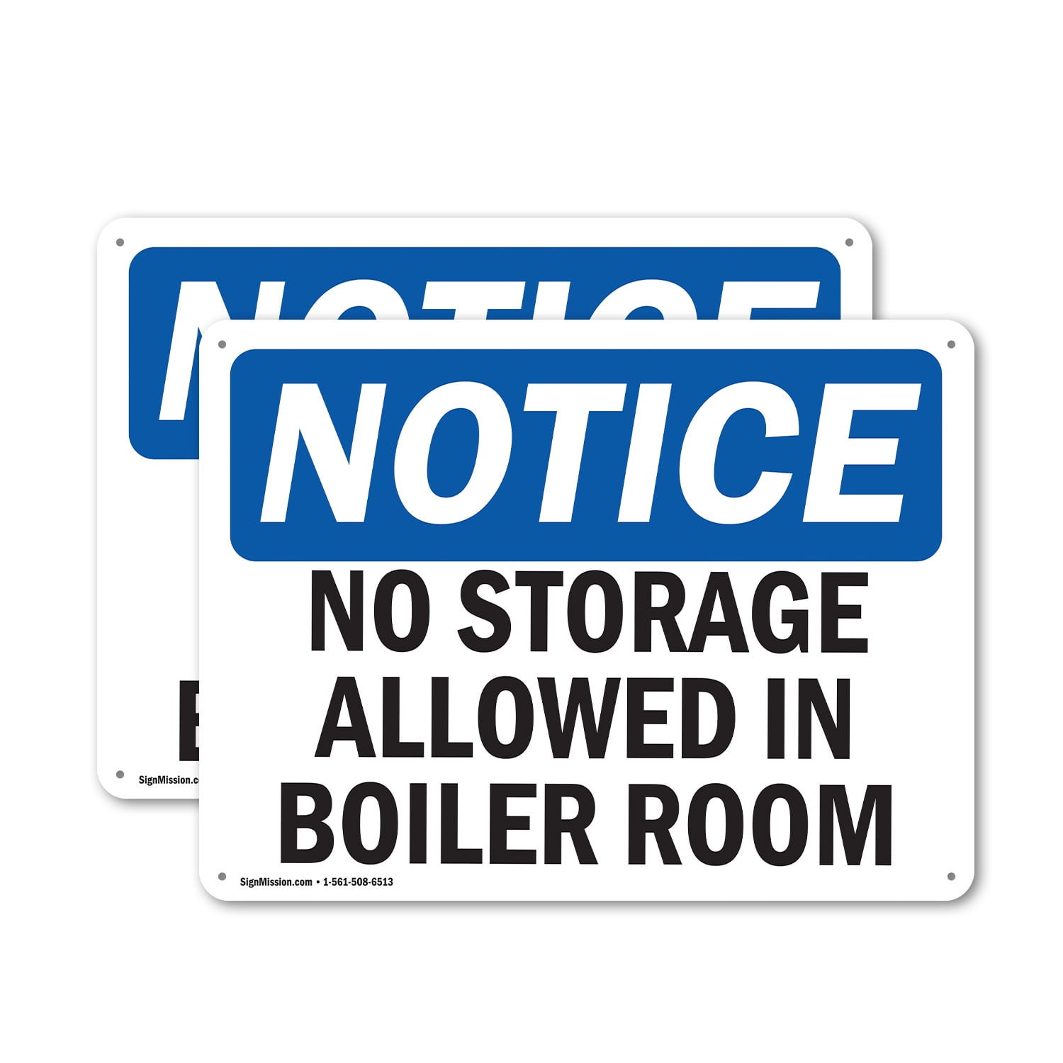 (2 Pack) No Storage Allowed In Boiler Room OSHA Notice Sign 24 Inch X ...