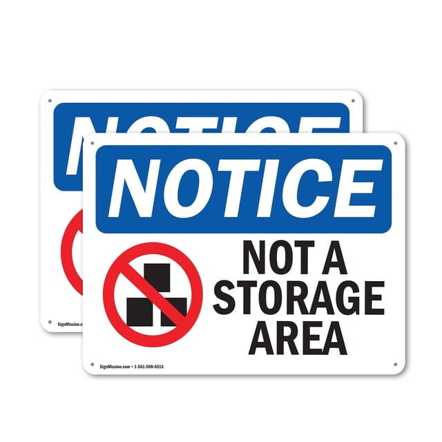 (2 Pack) Not A Storage Area OSHA Notice Sign 14 Inch X 10 Inch Indoor ...