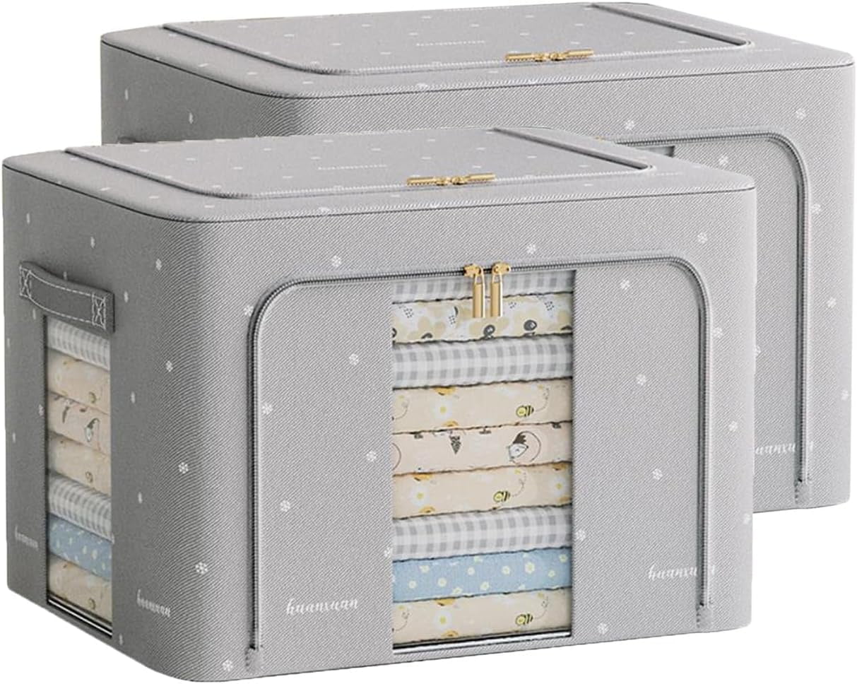 2 Pack Storage Bags for Clothes,Foldable Storage Box with Sturdy ...