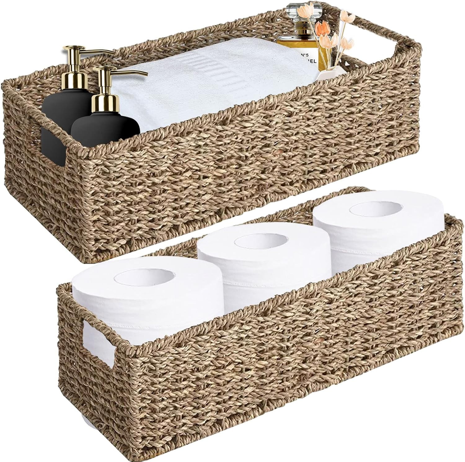 2 Pack Storage Basket, Woven Organizer Box, Toilet Paper Containers ...