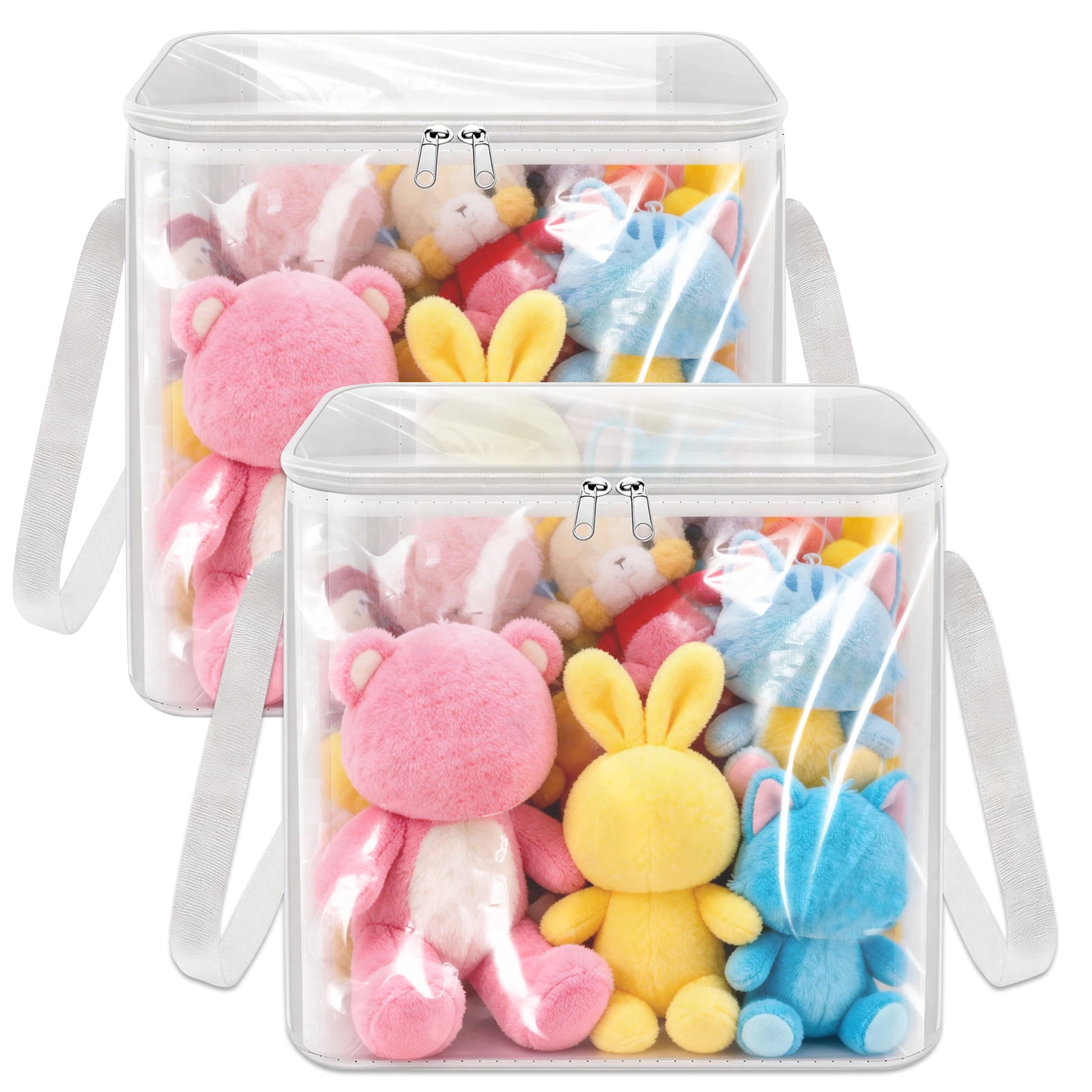 2 Pack Storage Bin PVC Box with Transparent Lid and Handle Sturdy and ...