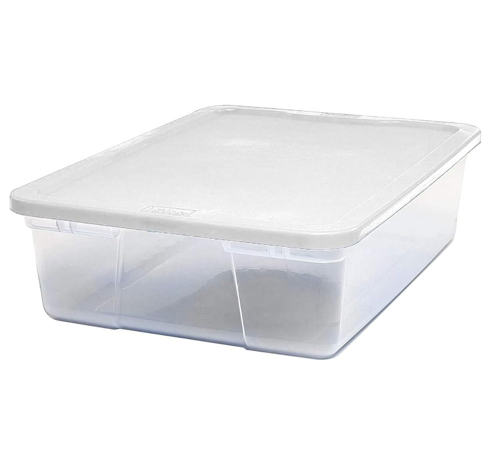 2 Pack Storage Bins, Clear Plastic Organizing Containers w/ White Lids ...