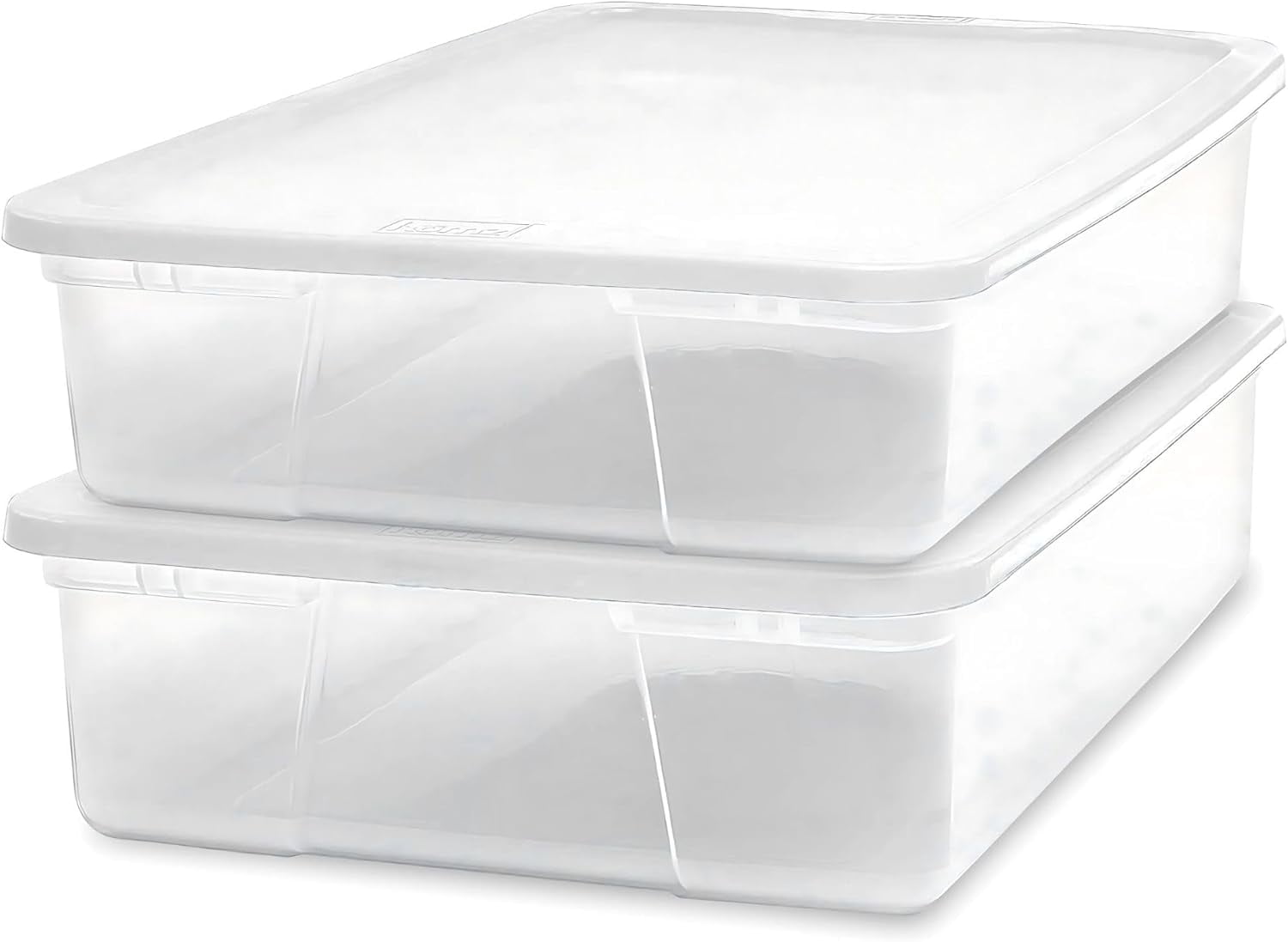 2 Pack Storage Bins, Clear Plastic Organizing Containers w/ White Lids ...