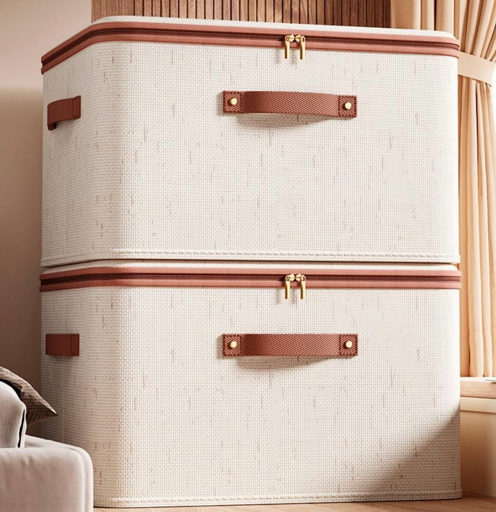 2-Pack Storage Bins with Zipper Lid, 8L Foldable Clothes Organizing ...