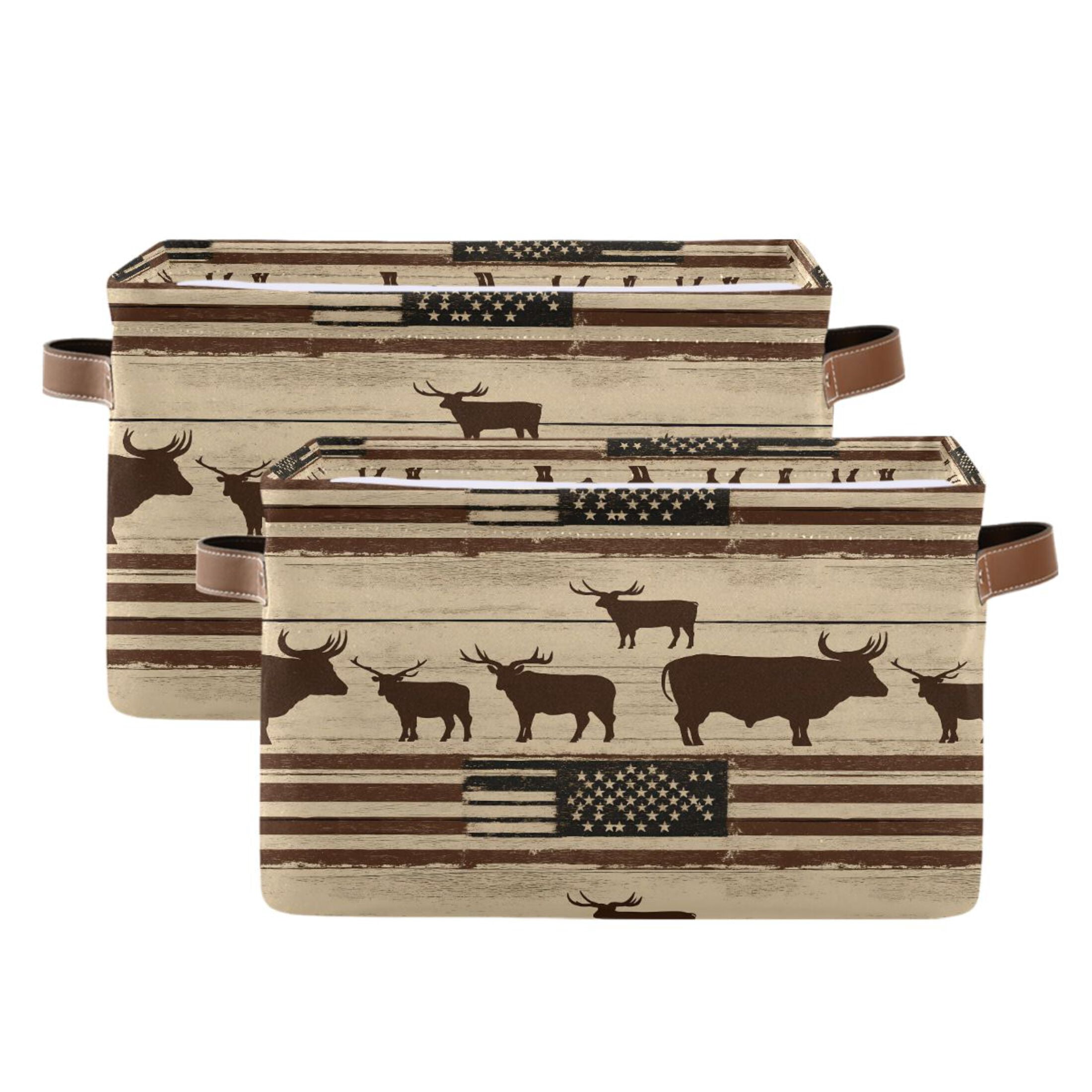 2 Pack Storage Bins with Handle Fabric Organizer Basket Foldable Box ...