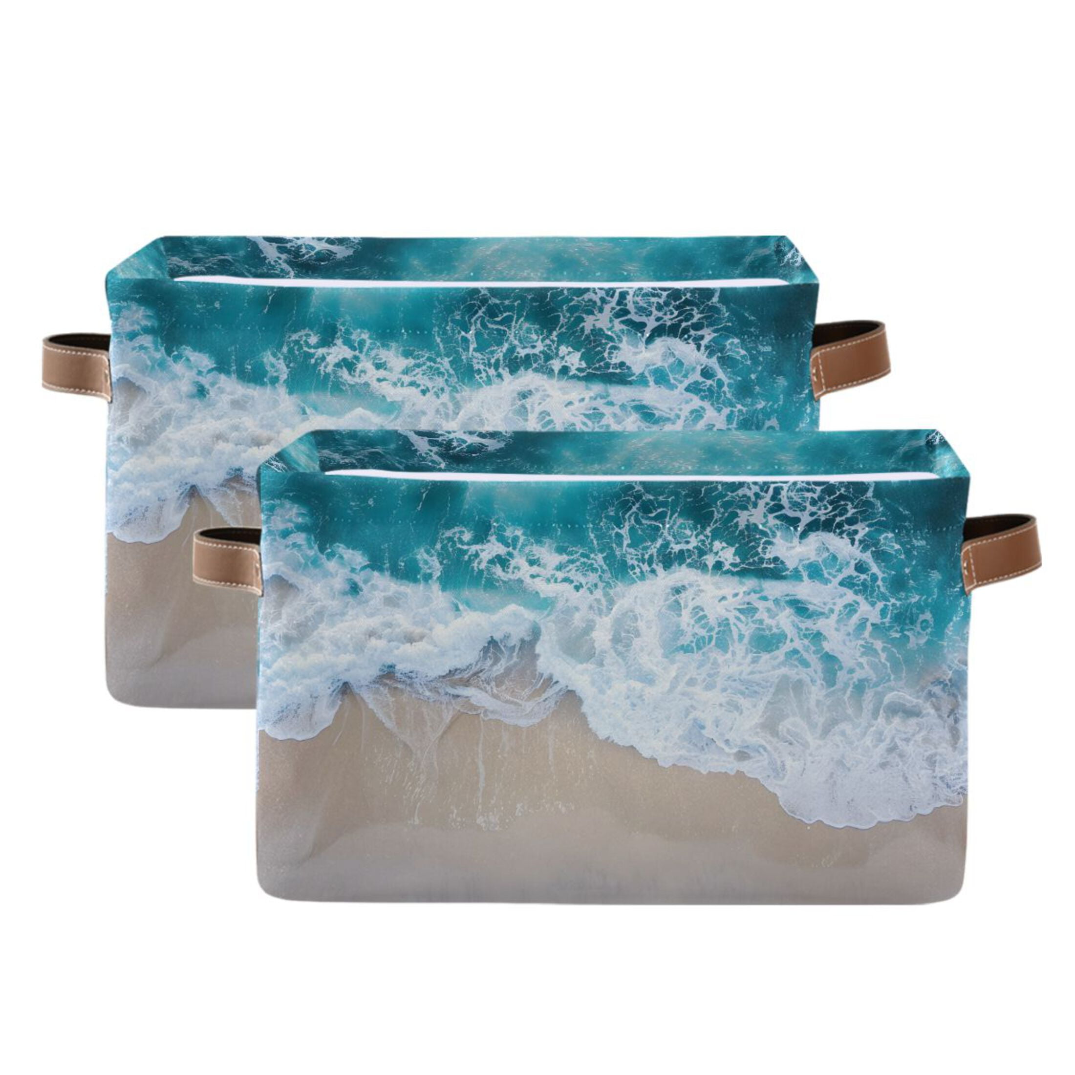 2 Pack Storage Bins with Handle Fabric Organizer Basket Foldable Box ...