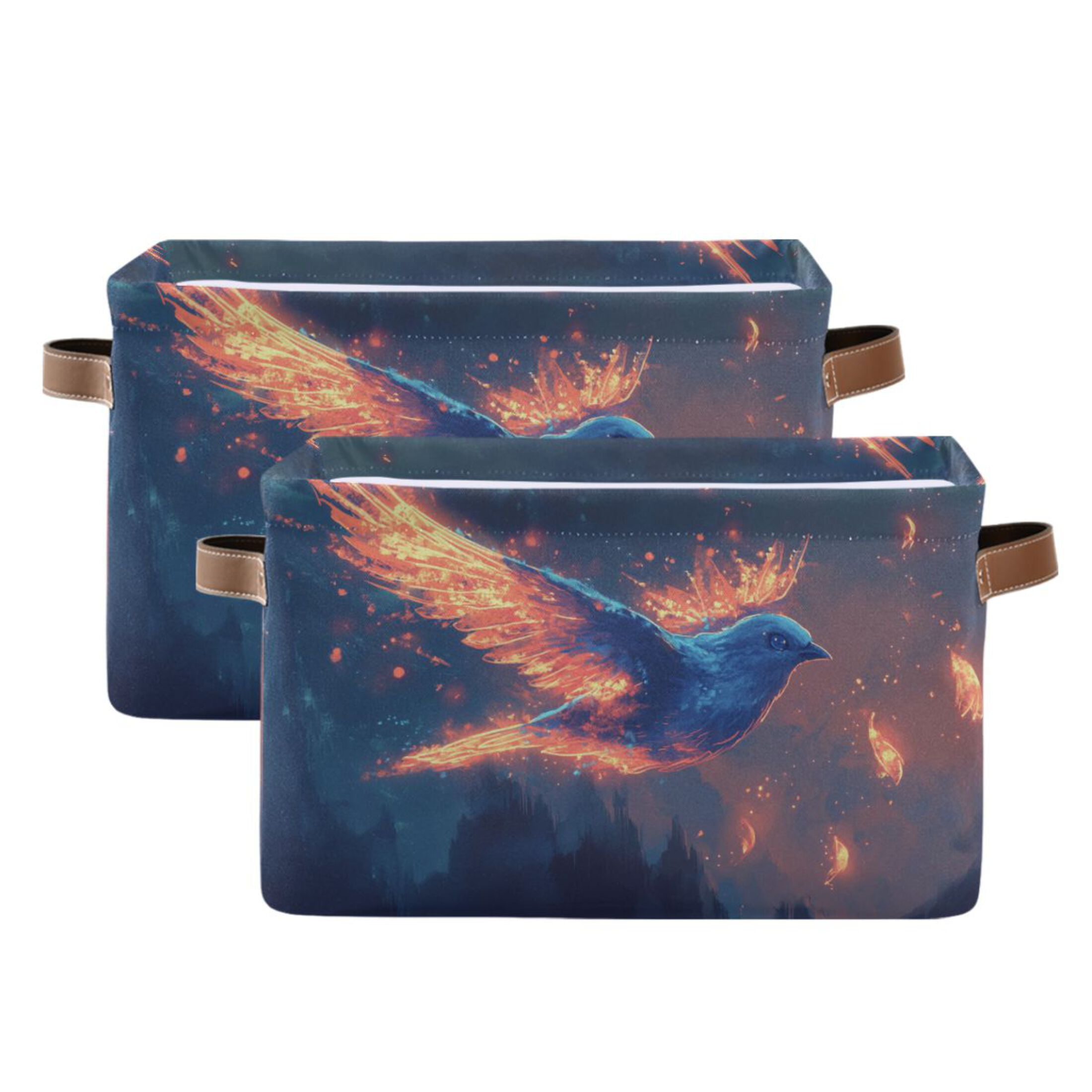 2 Pack Storage Bins with Handle Fabric Organizer Basket Foldable Box ...