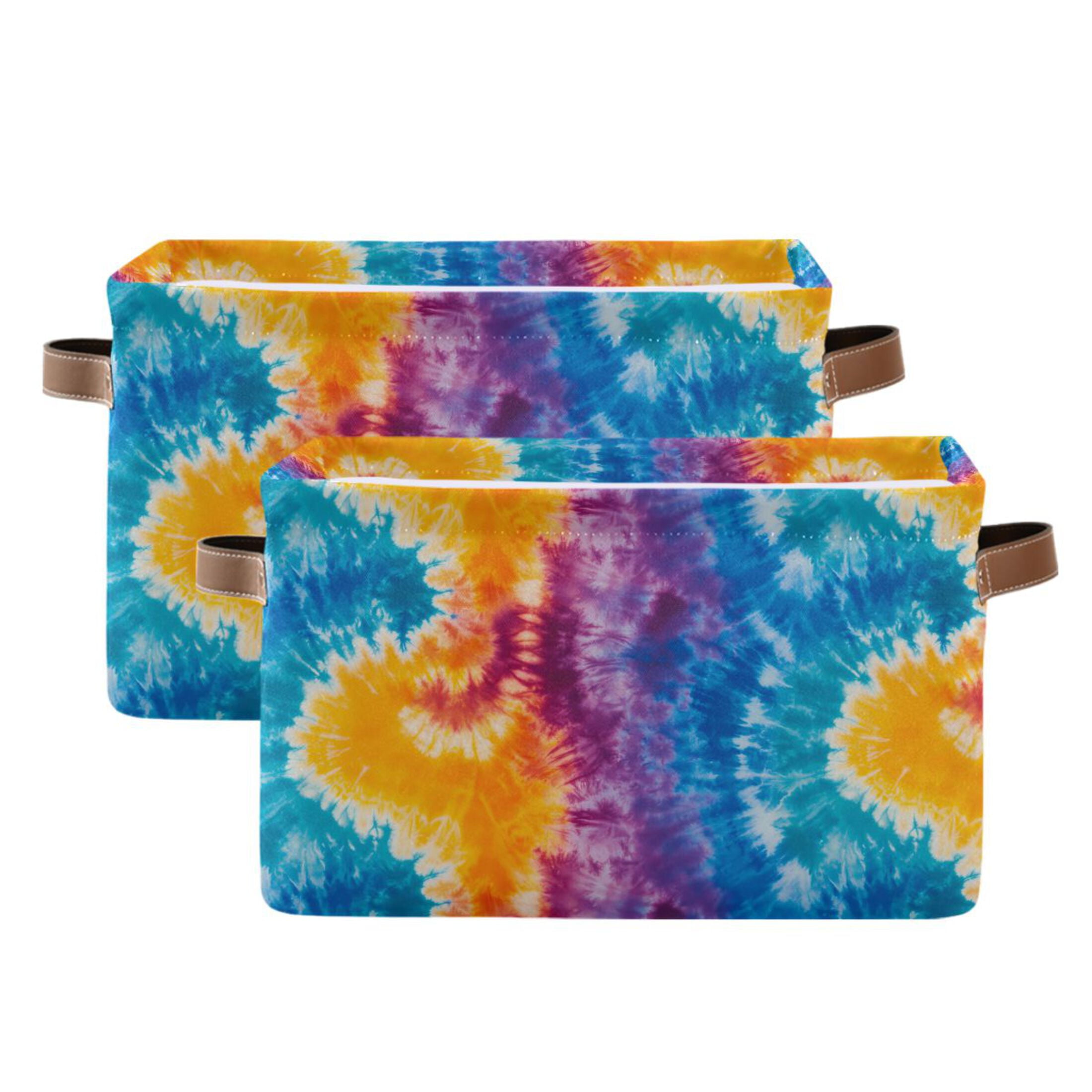 2 Pack Storage Bins with Handle Fabric Organizer Basket Foldable Box ...