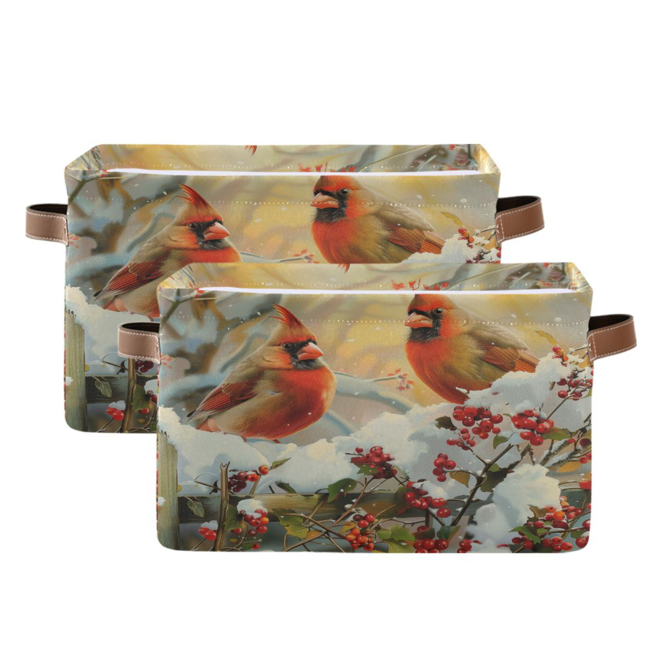 2 Pack Storage Bins with Handle Fabric Organizer Basket Foldable Box ...