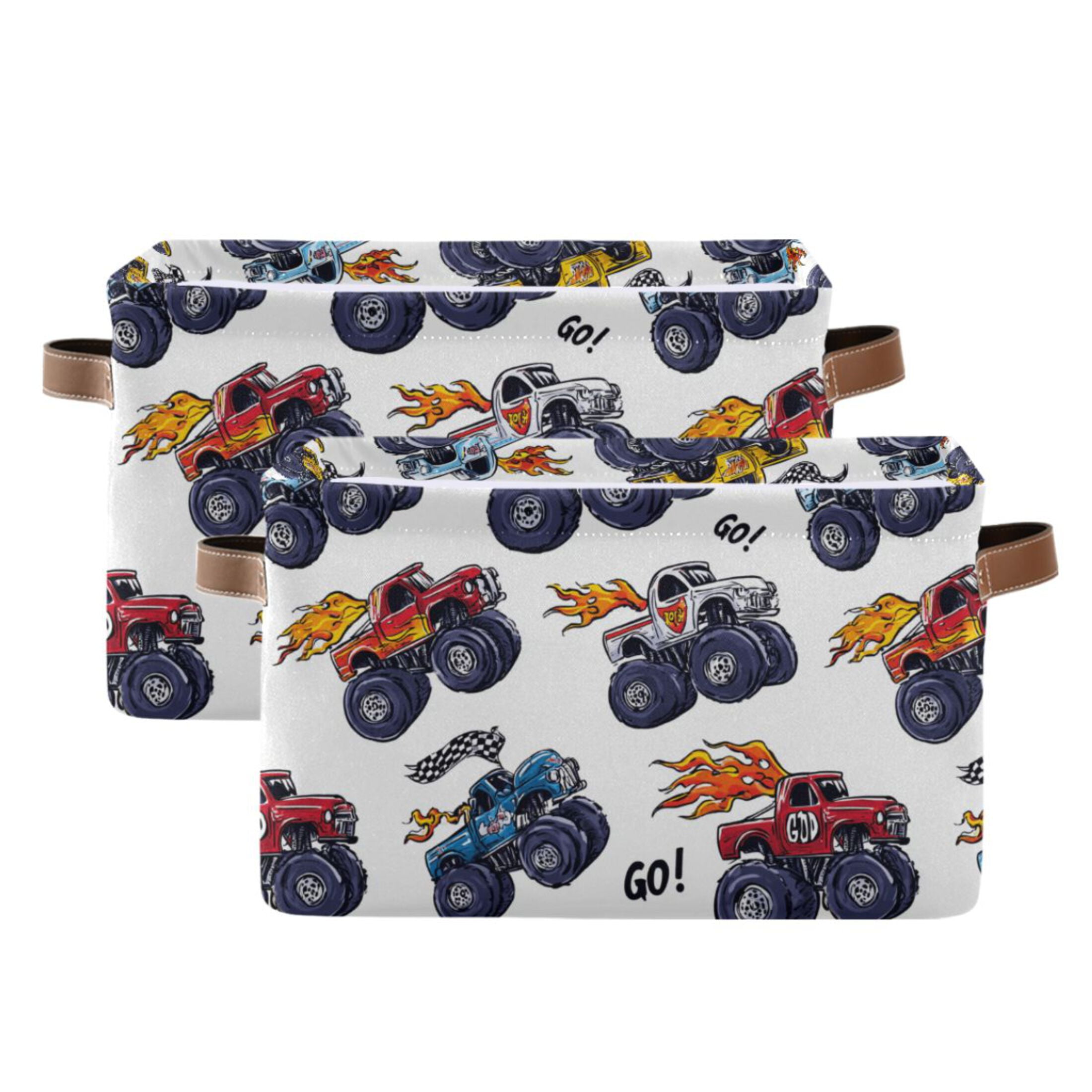 2 Pack Storage Bins with Handle Fabric Organizer Basket Foldable Box ...