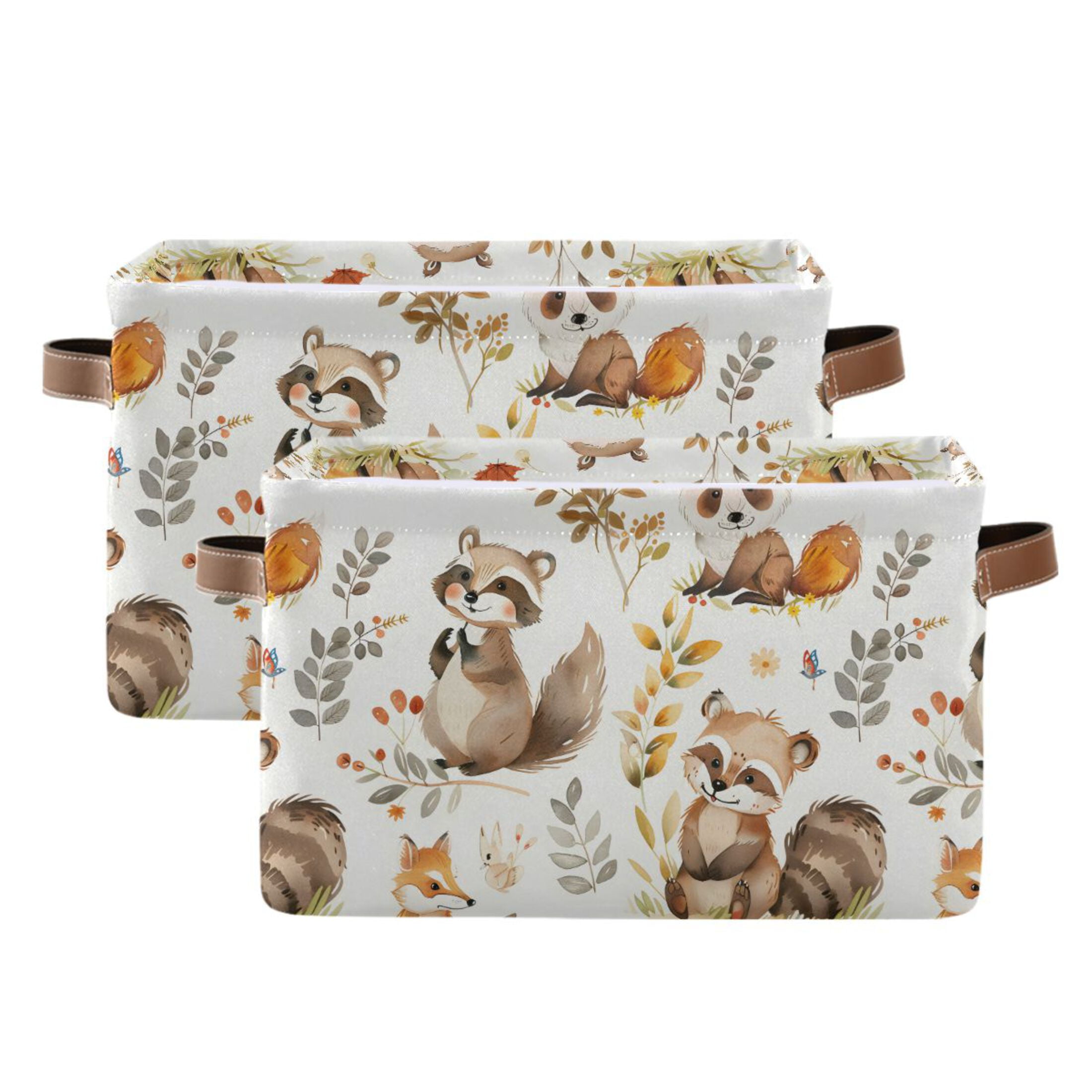 2 Pack Storage Bins with Handle Fabric Organizer Basket Foldable Box ...