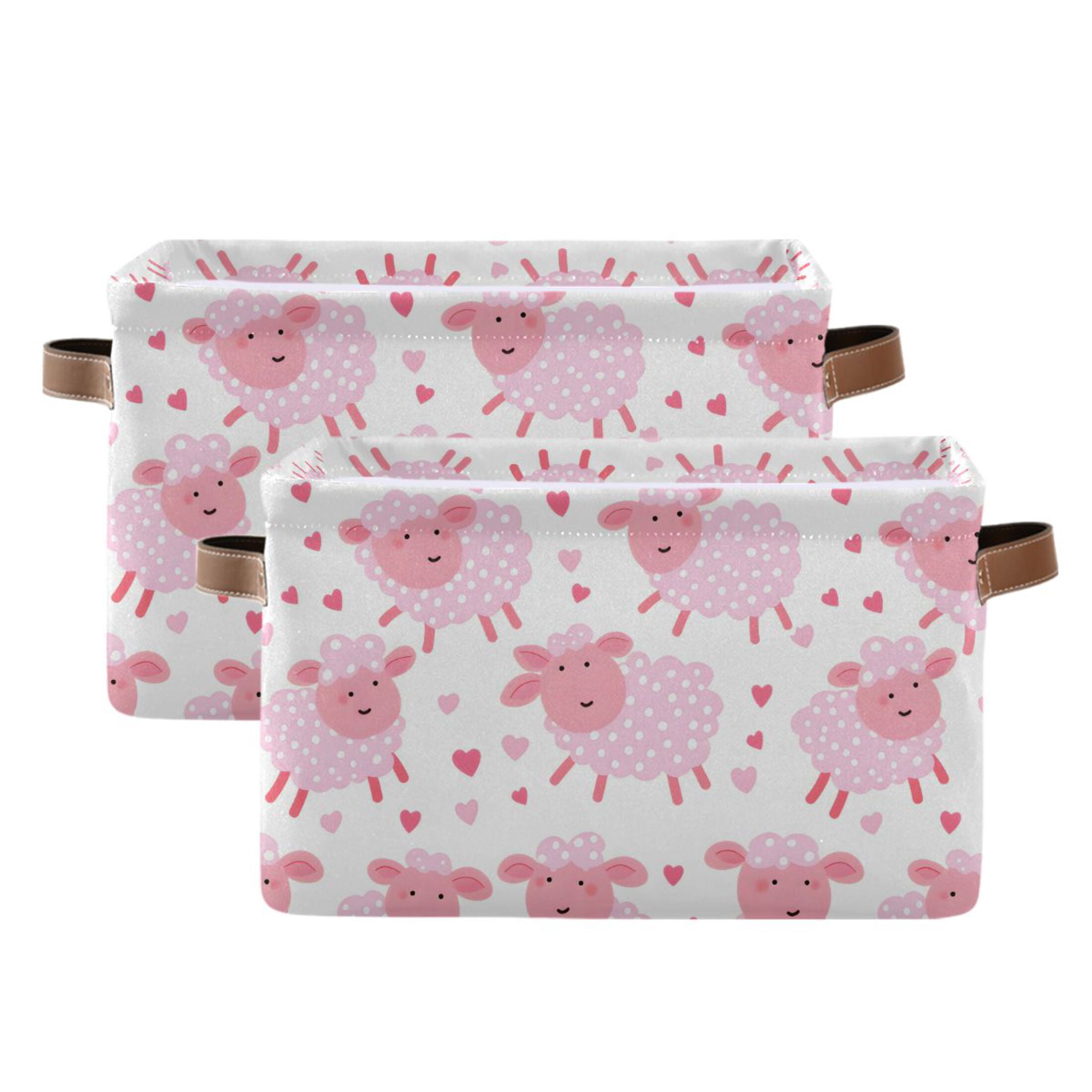 2 Pack Storage Bins with Handle Fabric Organizer Basket Foldable Box ...